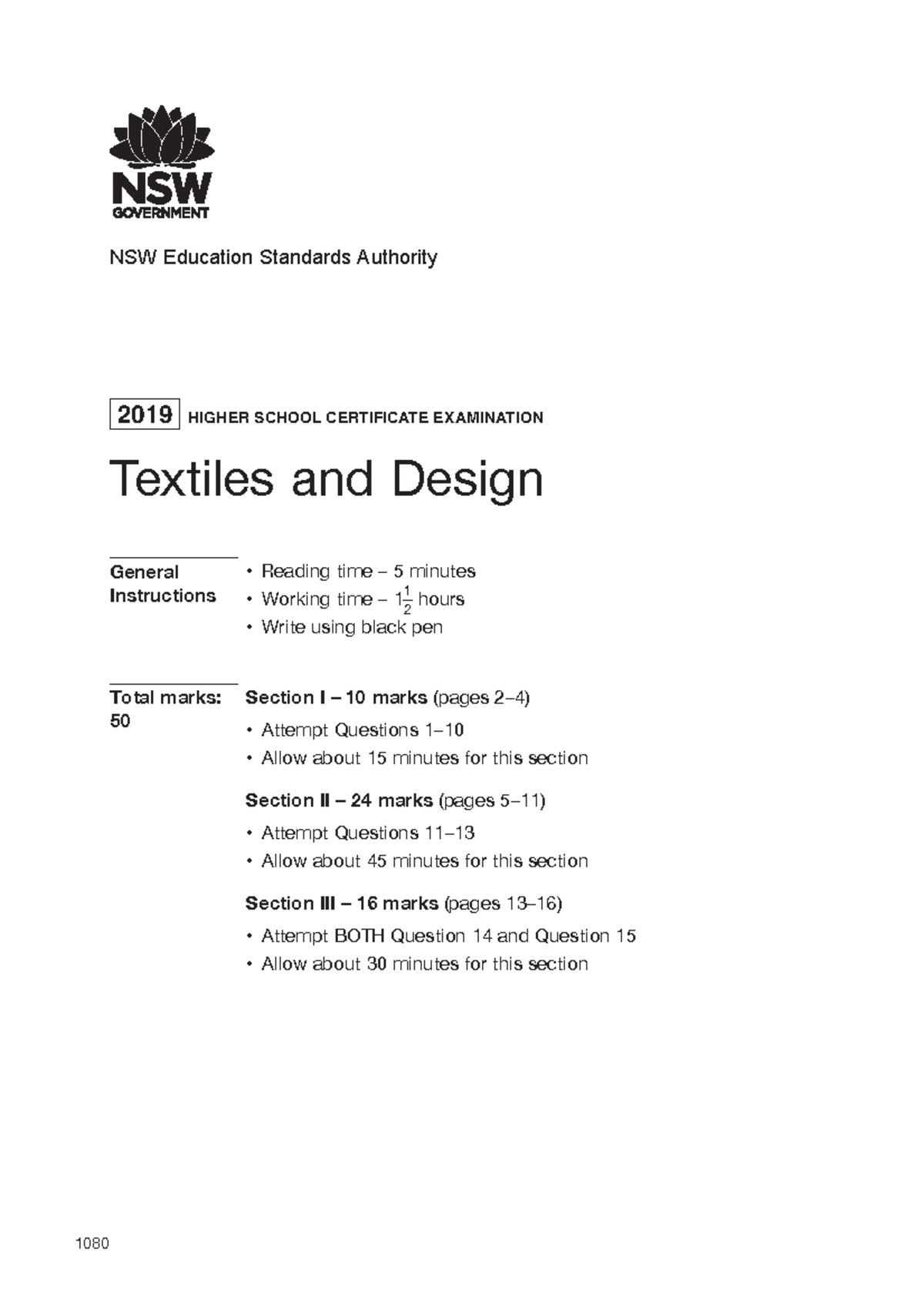 TD hsc exam 2019 - past paper - NSW Education Standards Authority 2019 ...