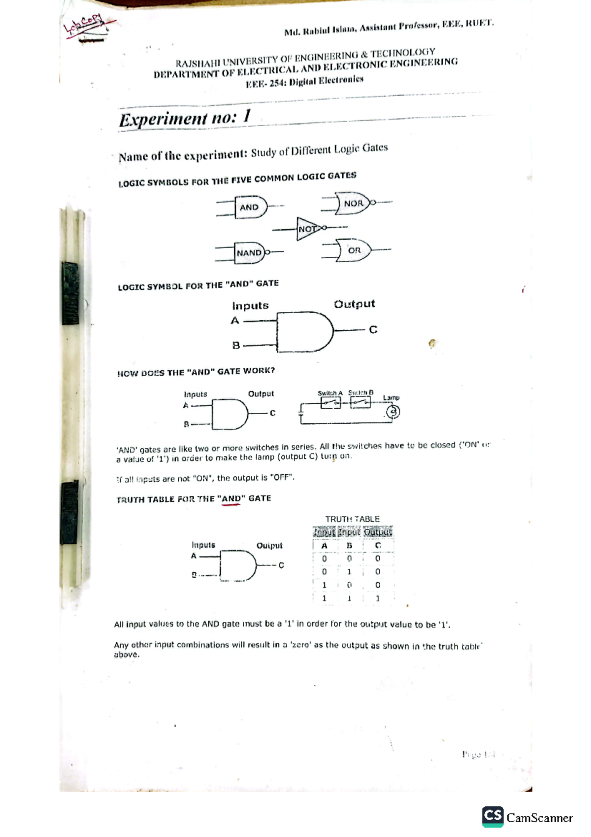 254: Digital Electronics Lab Manual - Experiment Guide and Insights ...