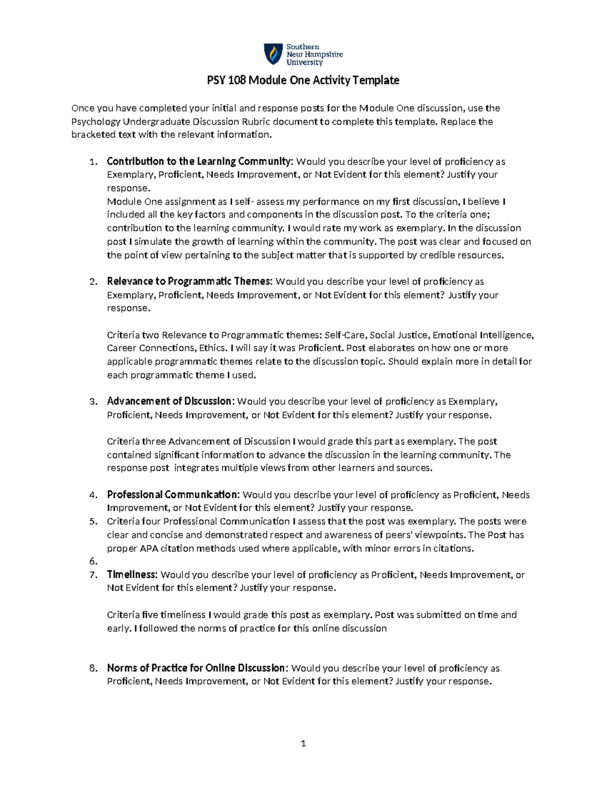 PSY 108 Module One Activity Template - PSY 108 Module One Activity ...