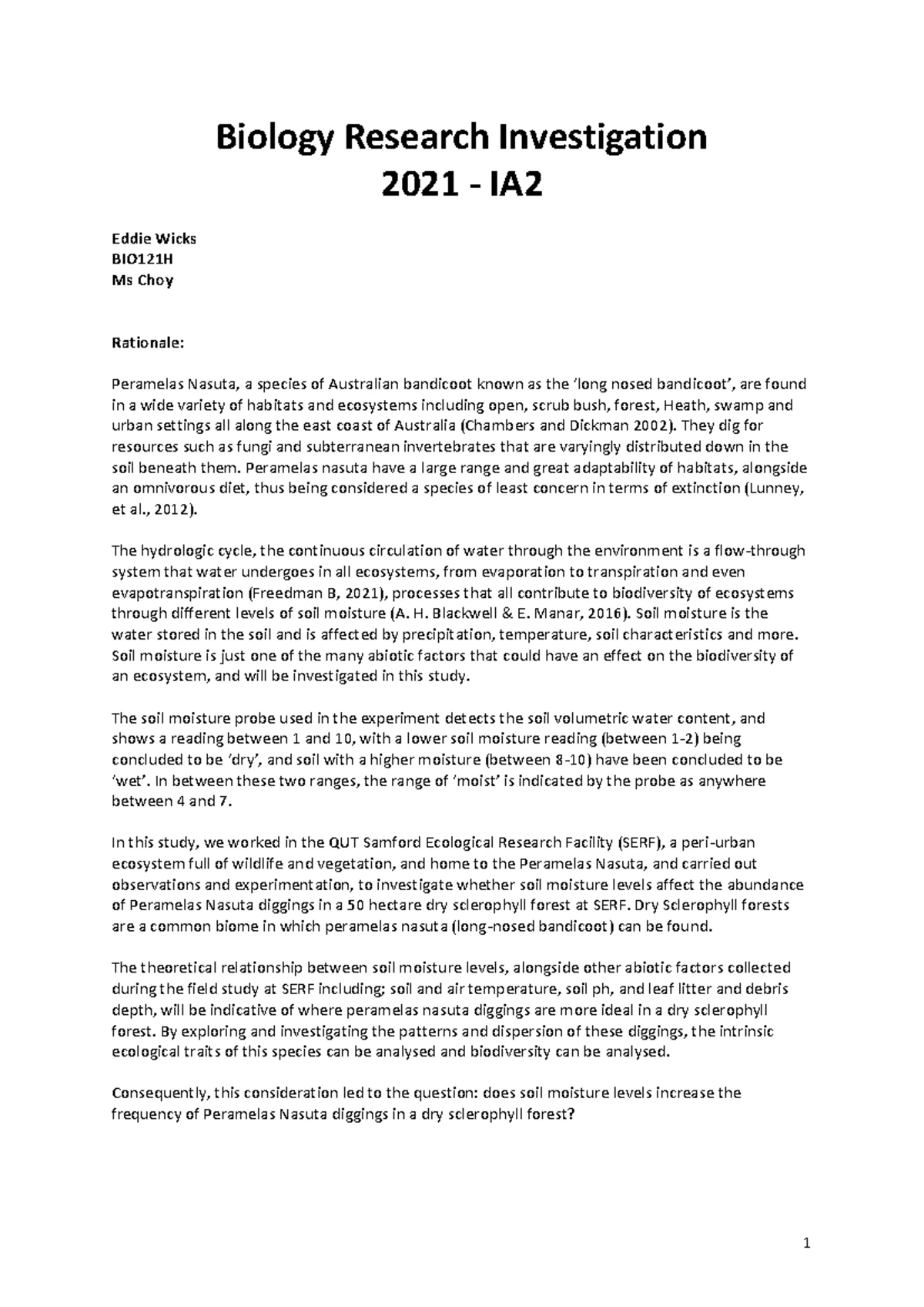 QCAA Sample IA1 Data Test - 181131 Biology 2019 v1. IA1 sample ...