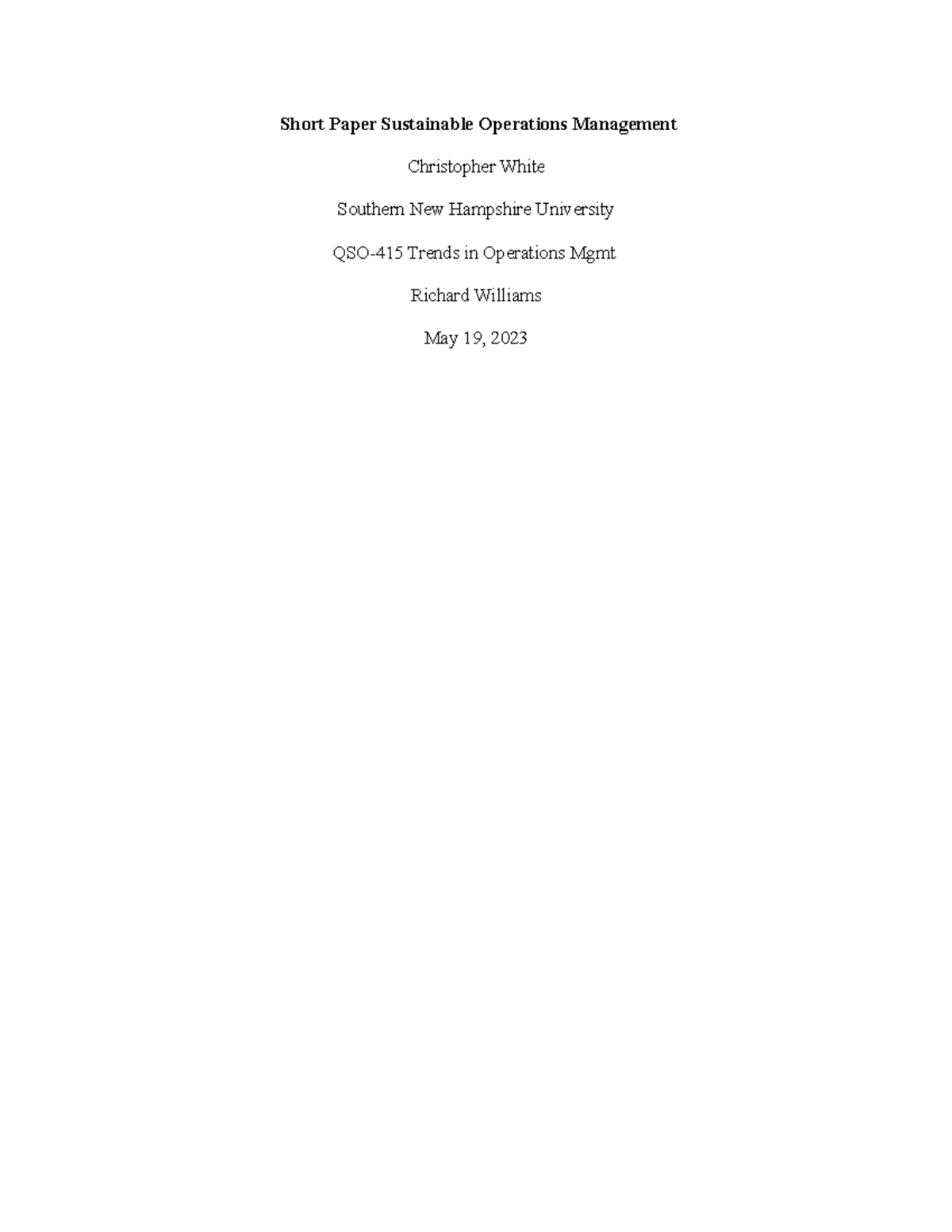 QSO-415 Short Paper on Sustainable Operations Management Principles ...