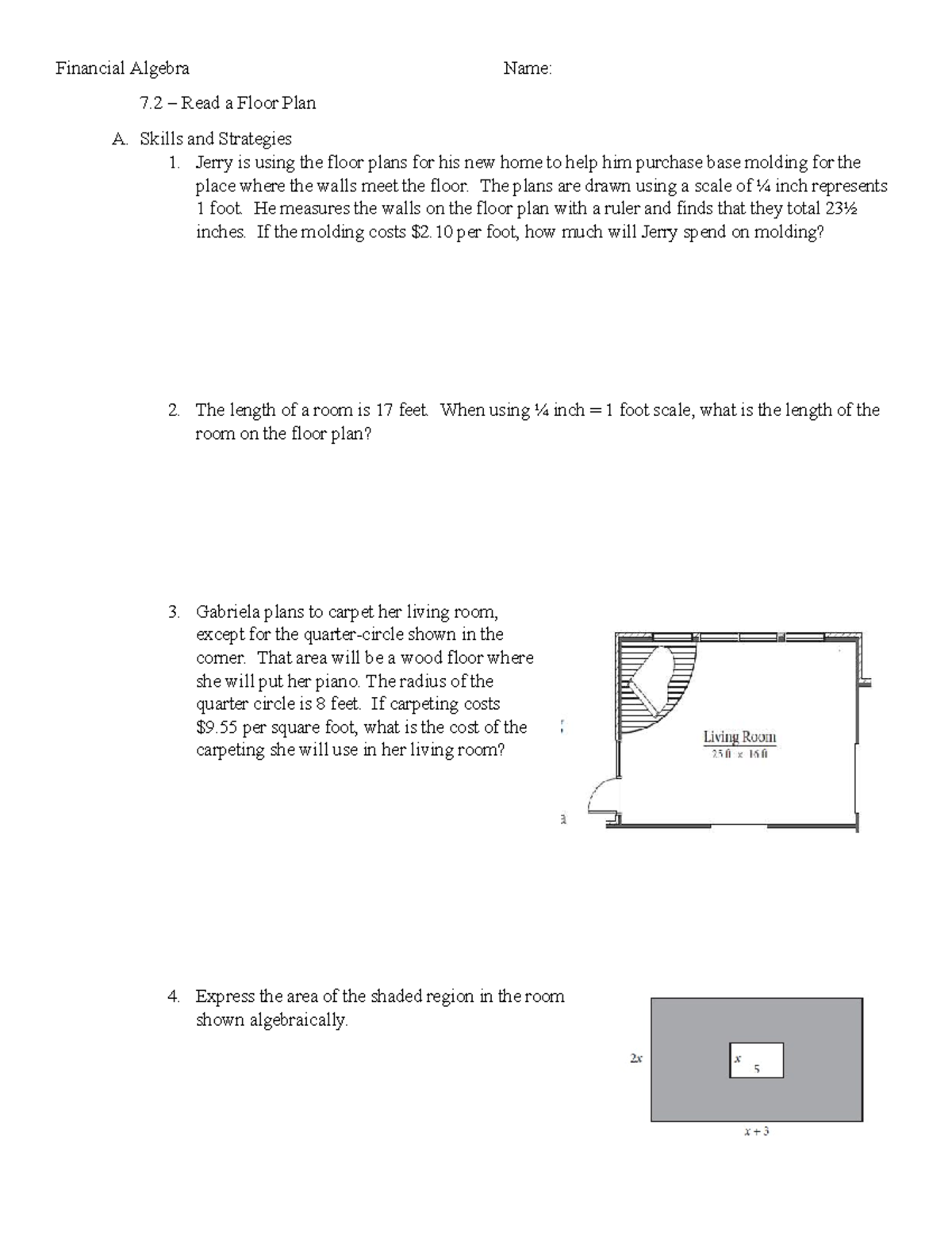 Financial Algebra: 7.2 Notes on Reading Floor Plans and Costs - Studocu
