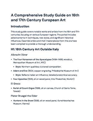 ARH171 Survey of Art II: Study Guide for Test 3 on Major Art Movements ...