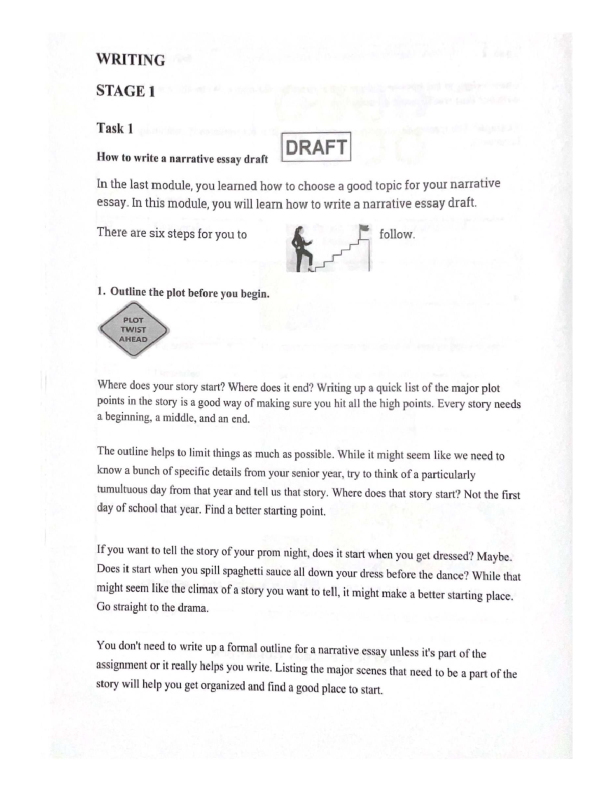 Writing 2: Narrative Essay Draft Guidelines and Checklist - Studocu