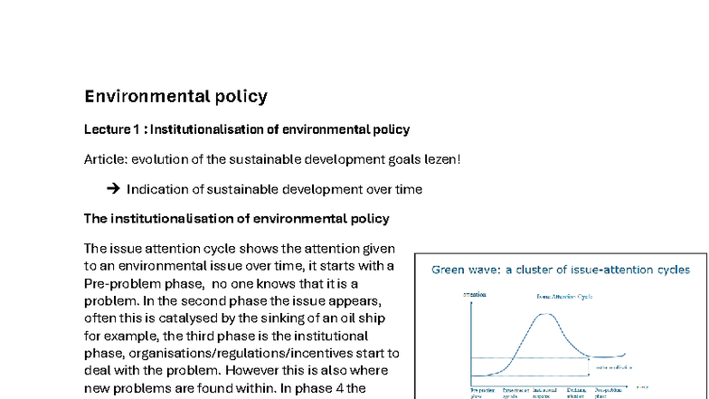 Environmental Policy & Economics Summary: Lecture Insights - Studeersnel