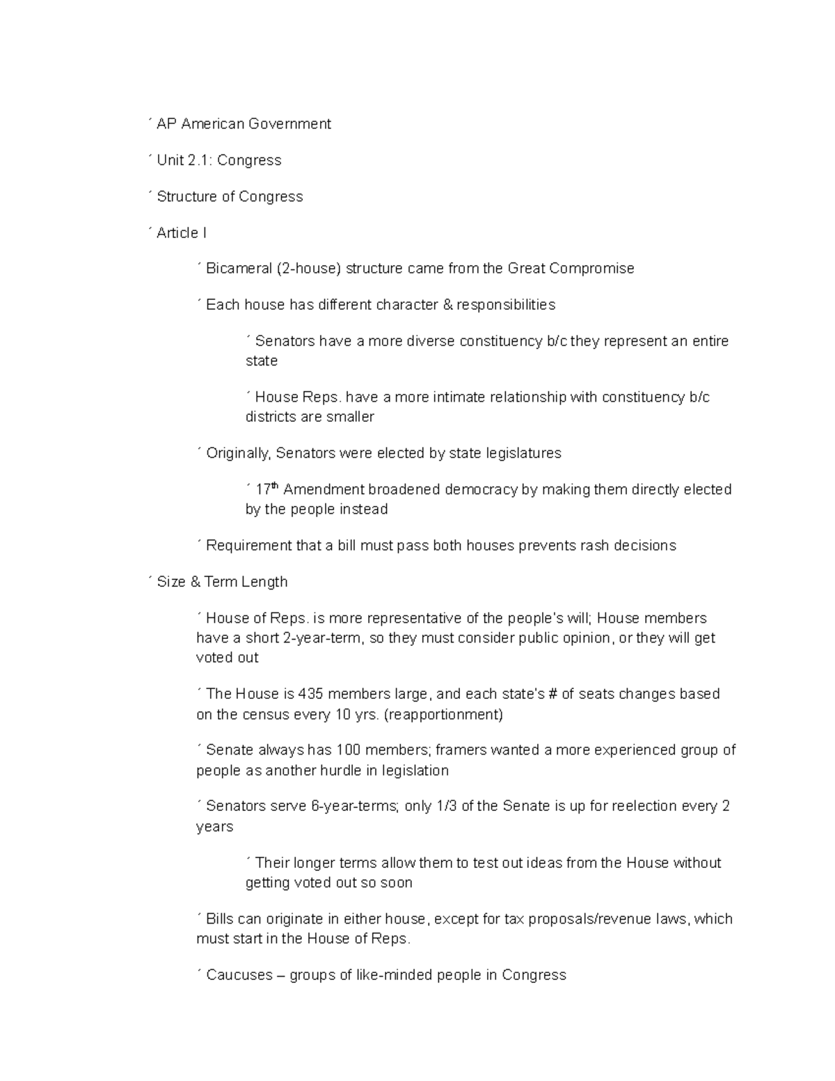 AP American Government Unit 2 Overview: Congress, Presidency & Courts ...