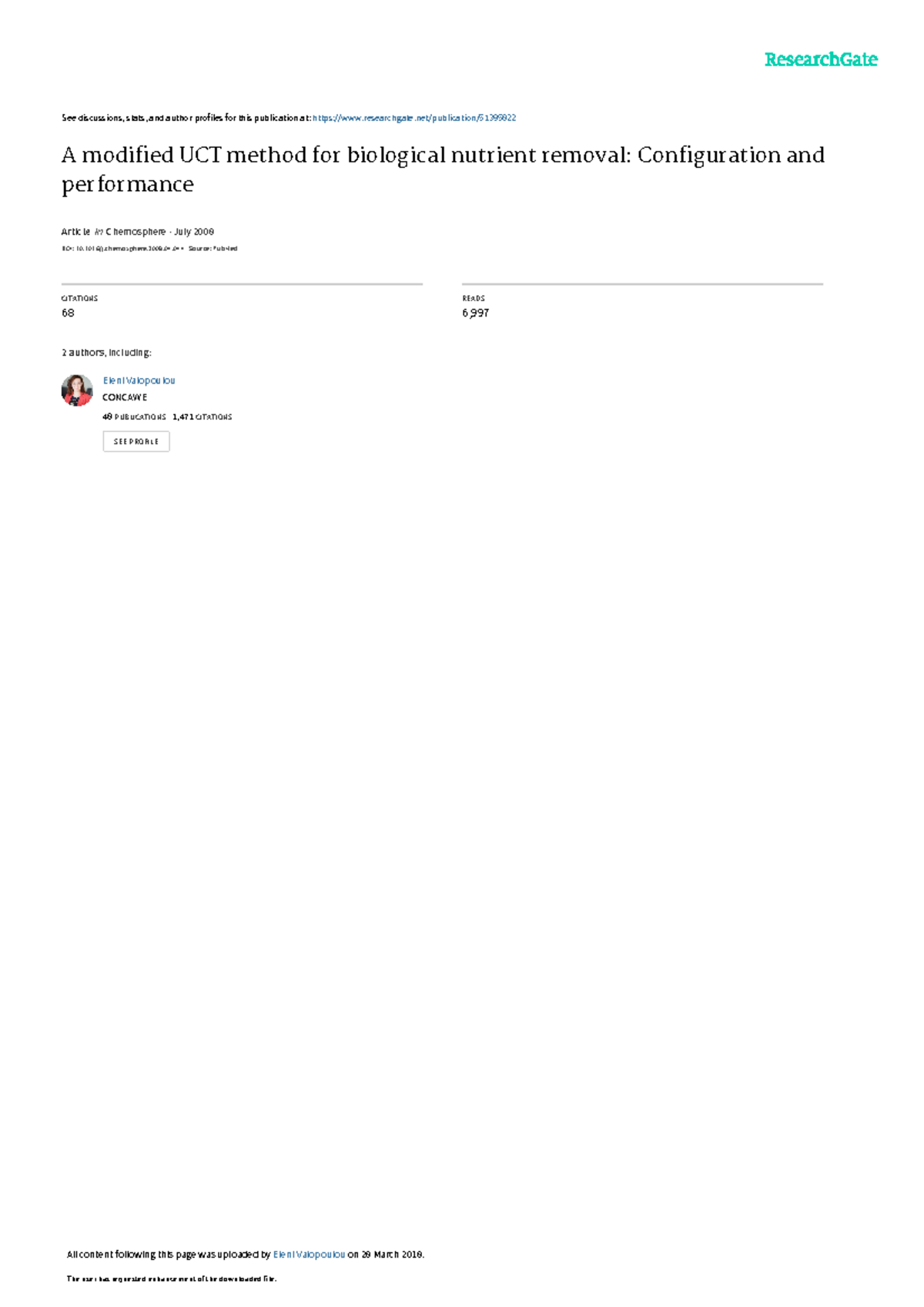 Modified UCT Method for Biological Nutrient Removal - Wastewater ...
