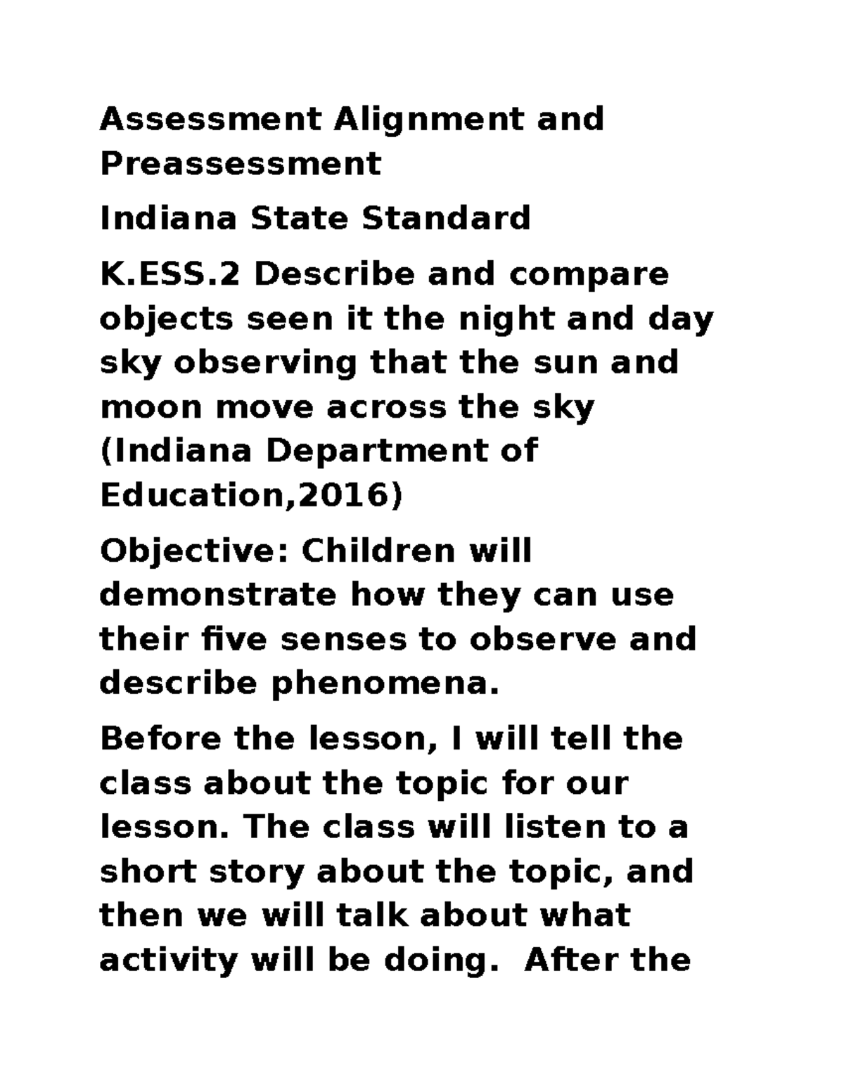 Assessment Alignment and Preassessment - Assessment Alignment and ...