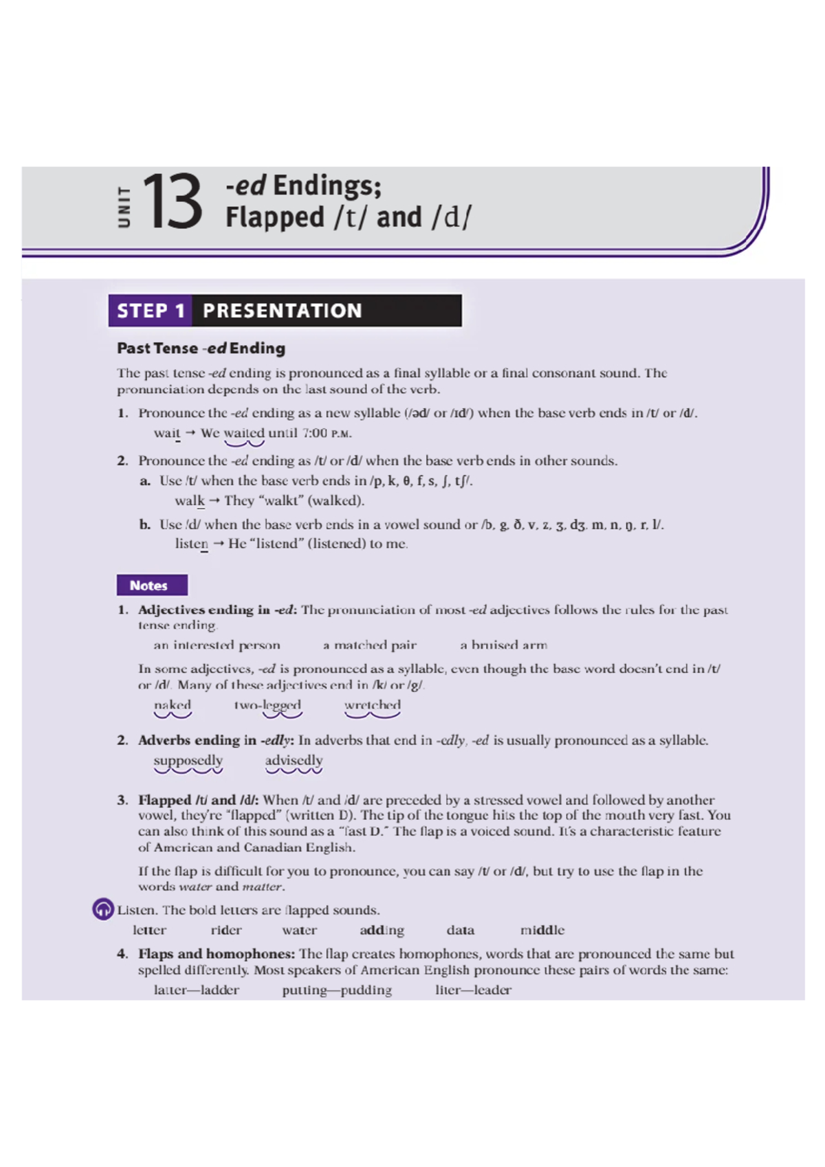 UNIT 13 -ed Endings: Flapped Sounds & Past Tense Pronunciation - Studocu