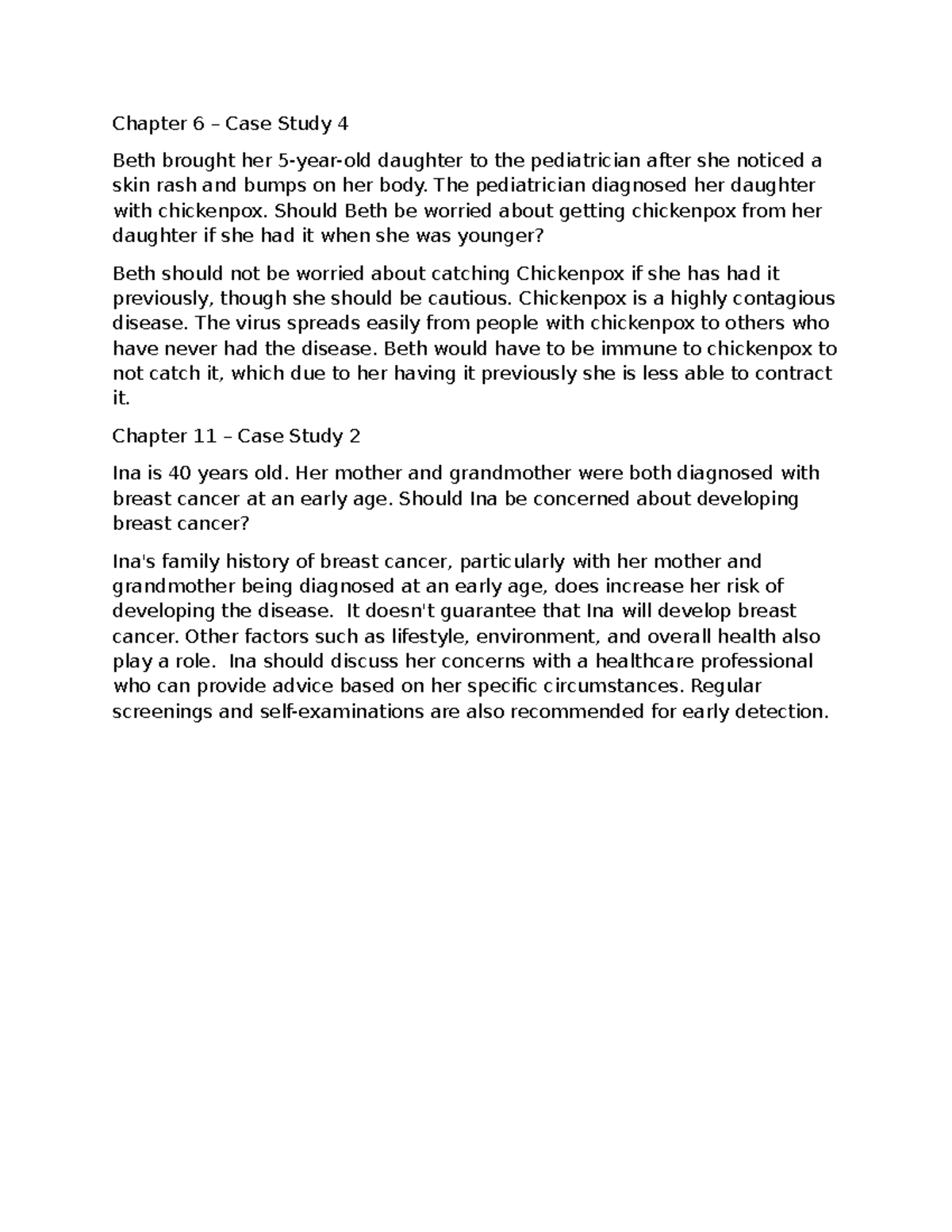 Health and Career Case Study W3: Analyzing Risks & Immunities - Studocu
