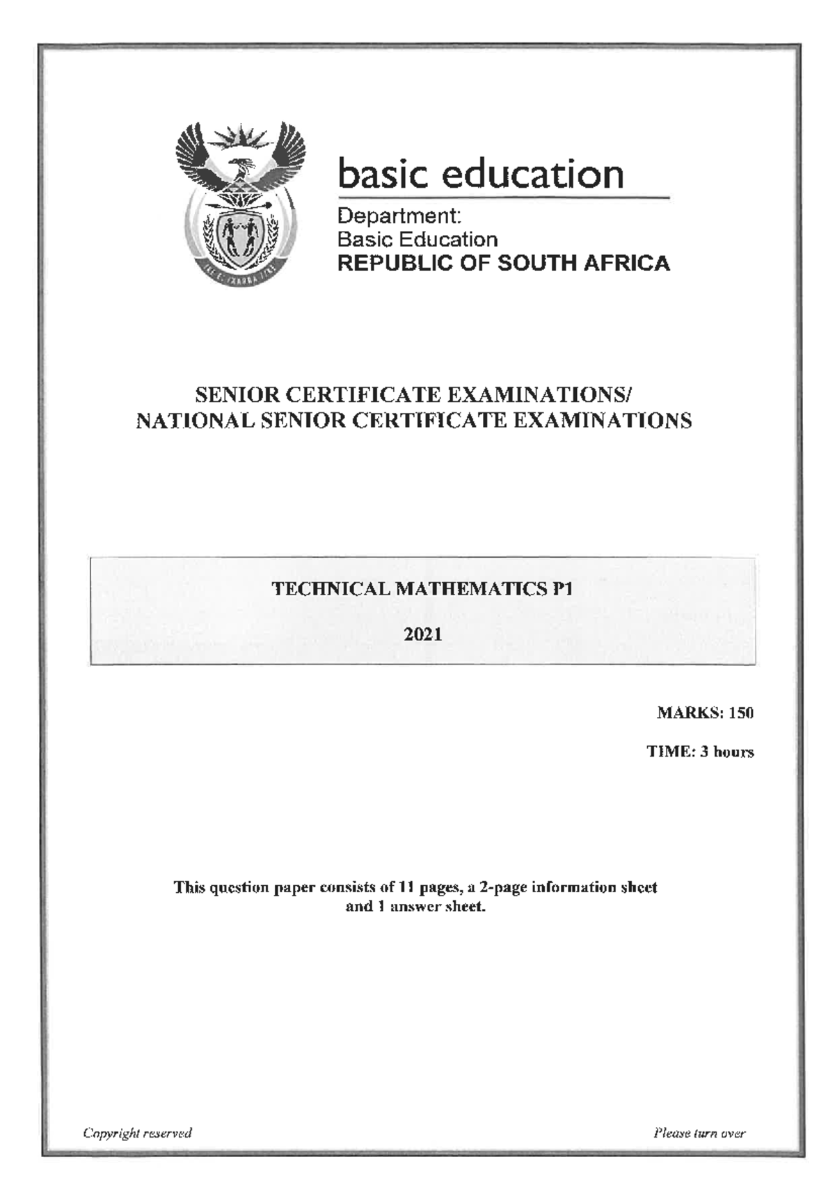 Technical Mathematics P1 Final Exam May-June 2021 - Eng - Studocu