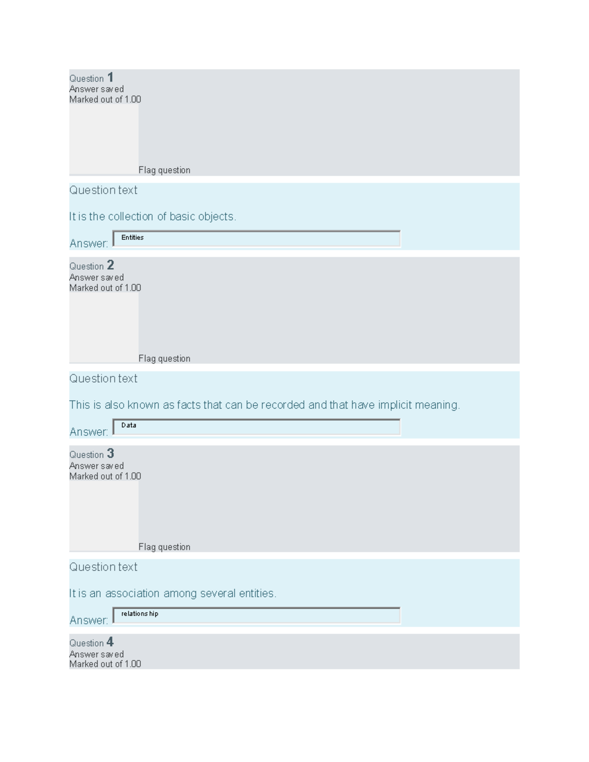 Quiz 001 - Quiz - Question Answer saved 1 Marked out of 1. Flag question Question text - Studocu