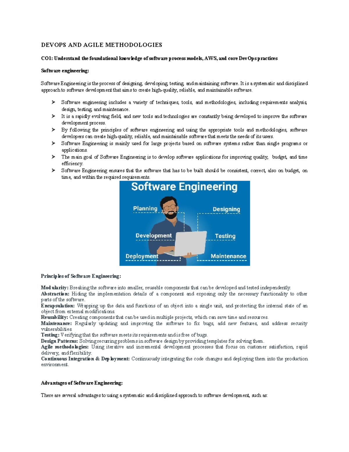 DEVOPS CO1: Key Concepts in Software Engineering & Agile Practices - Studocu