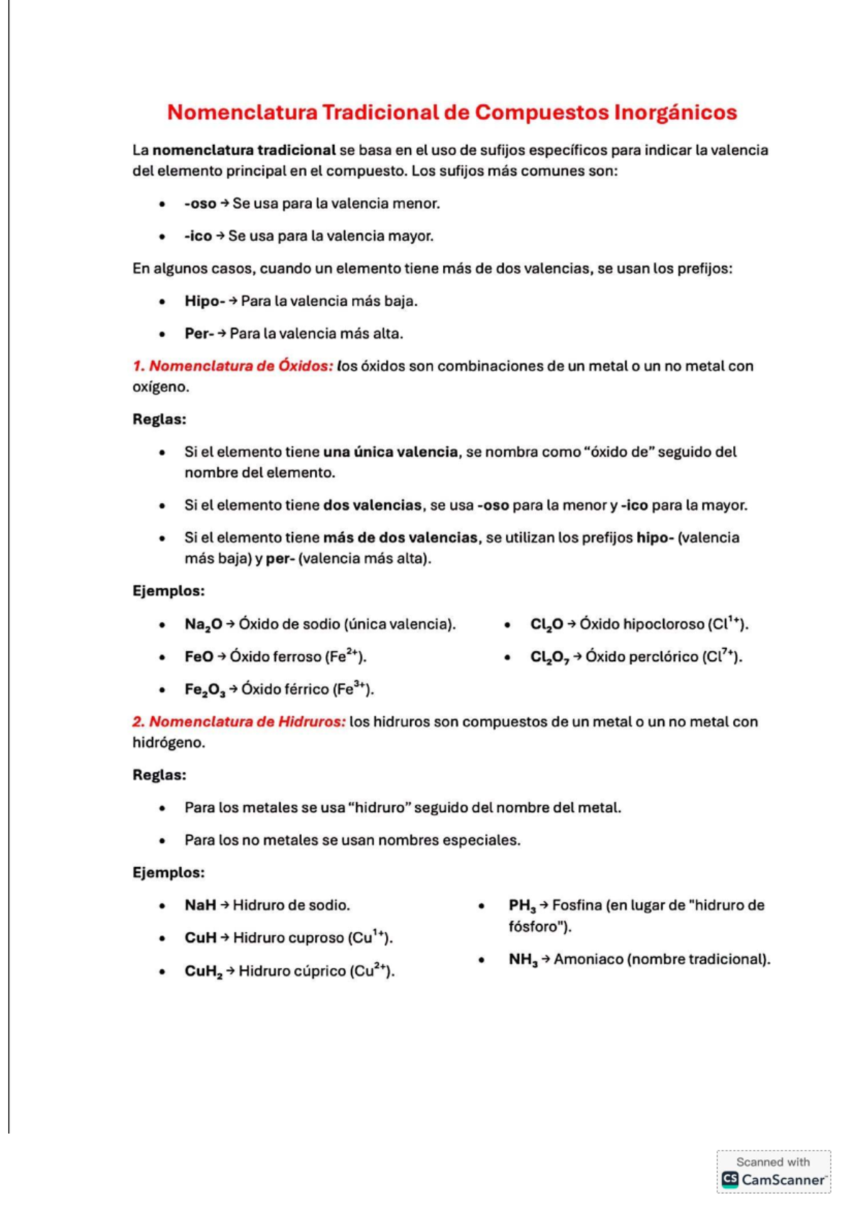 Repaso de Nomenclatura Tradicional de Compuestos Inorgánicos 2 - Studocu