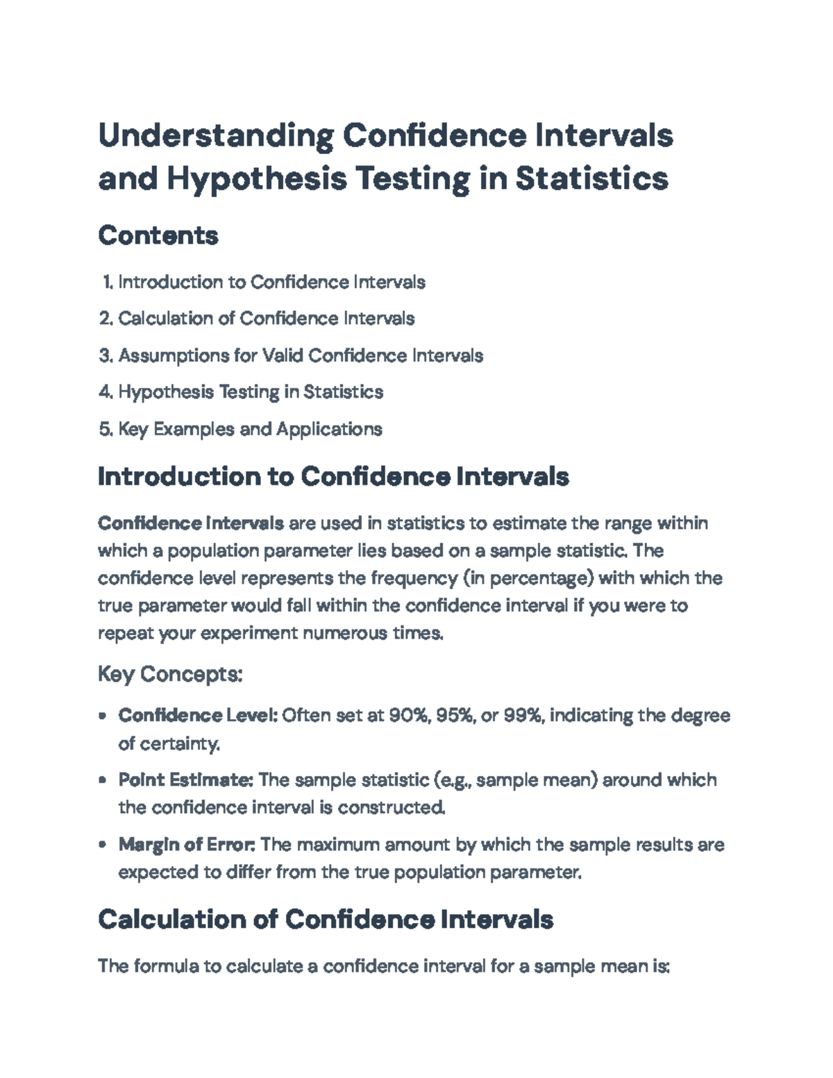 Stat 101 Understanding Confidence Intervals Hypothesis Testing Studocu