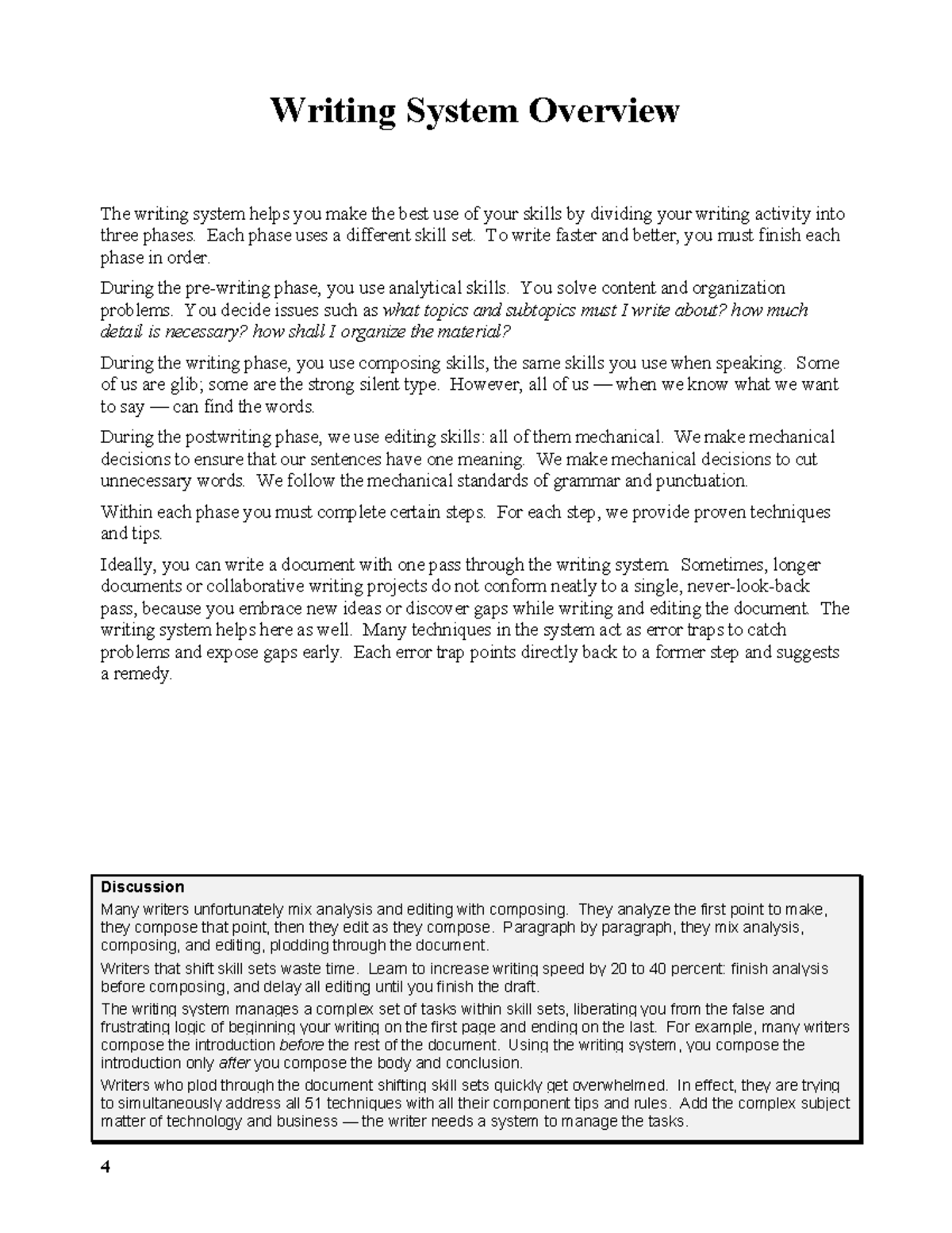 Writing System Overview: Phases and Techniques for Effective Writing ...