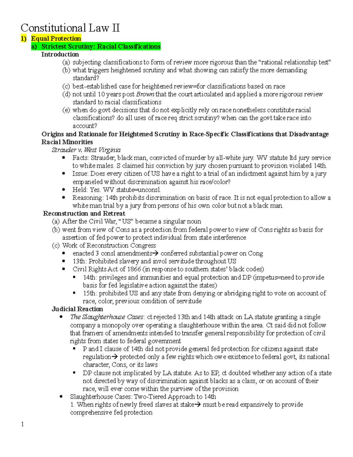 Constitutional Law II: Key Concepts and Case Analyses Outline - Studocu