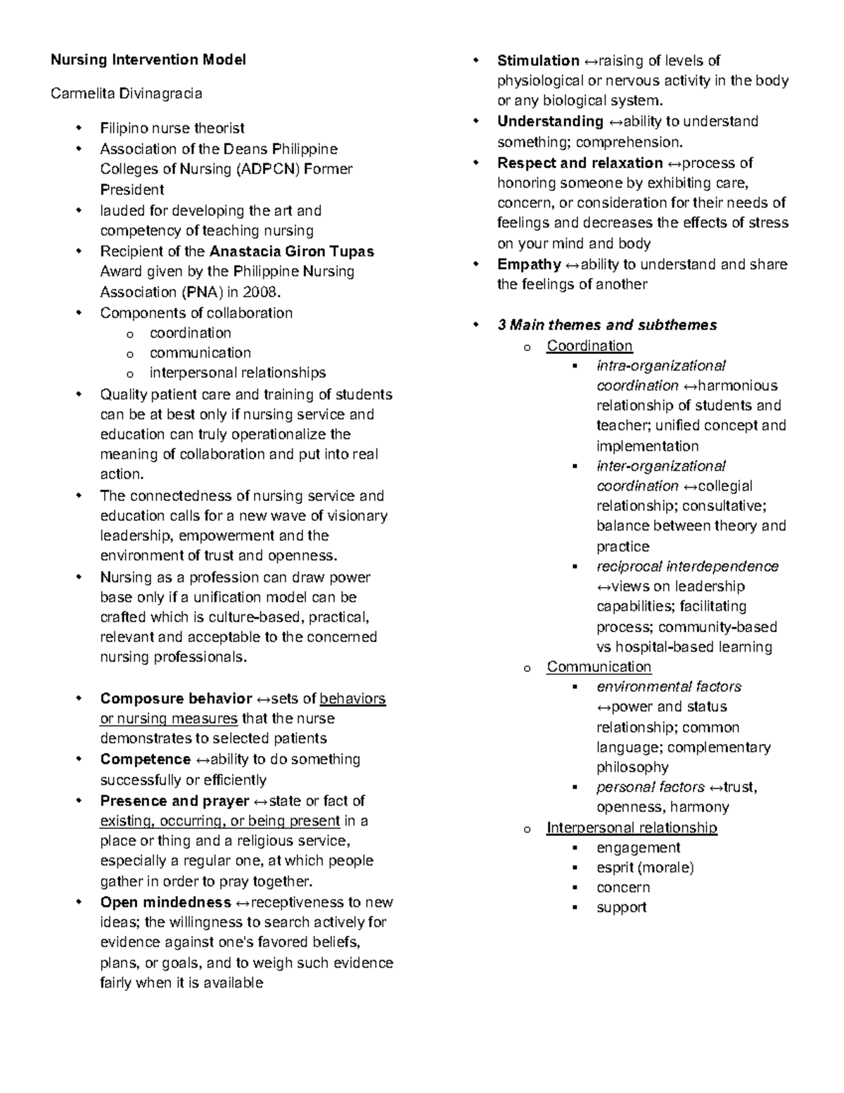 Nursing Intervention Model: Key Themes for Quality Patient Care - Studocu