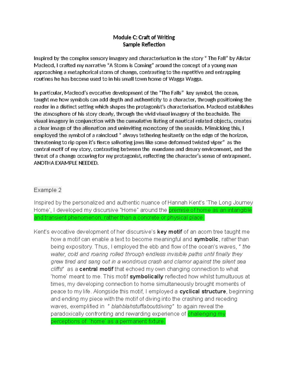 Craft of Writing Reflection: Insights from Alistar Macleod's Works ...