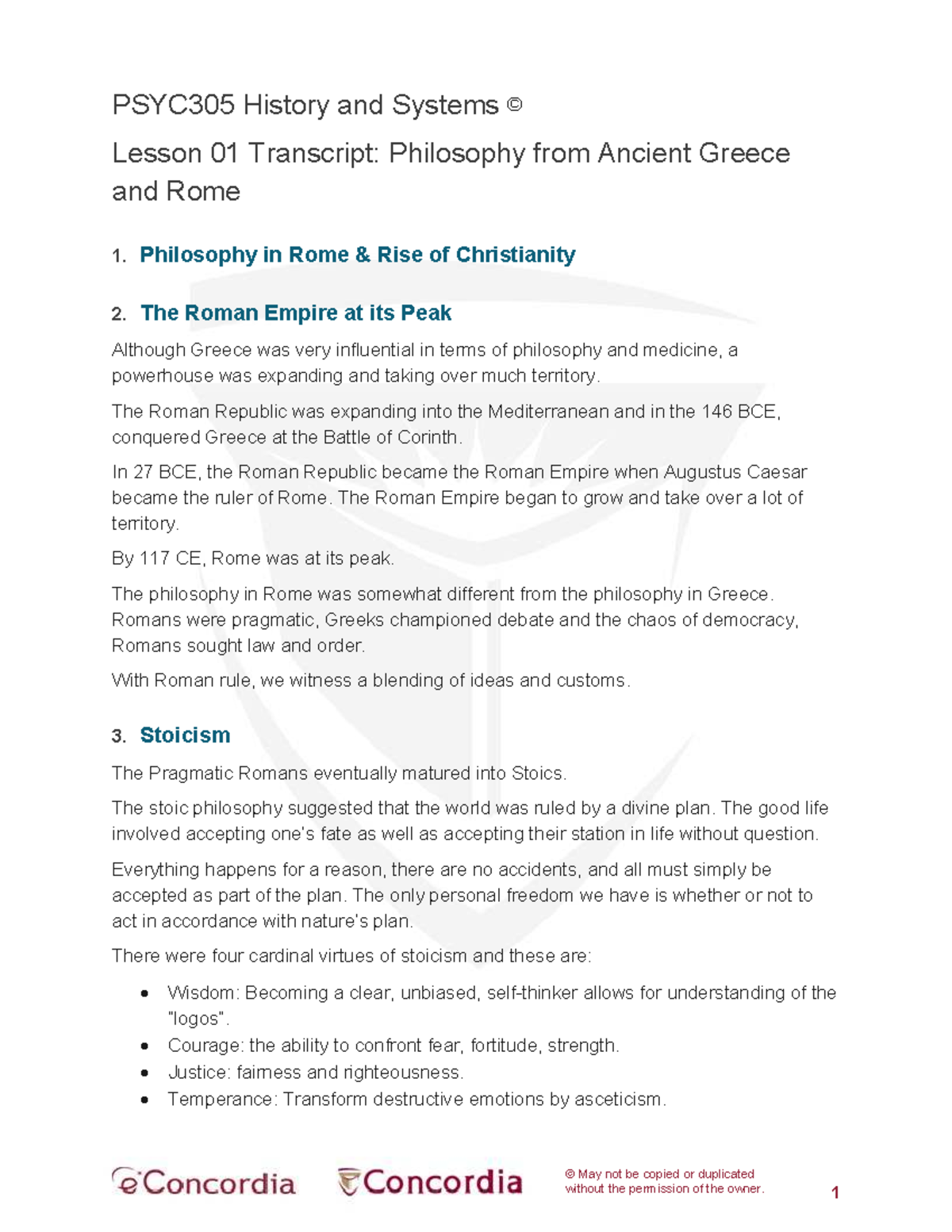 PSYC305 History and Systems Lesson 01: Philosophy from Greece to Rome ...