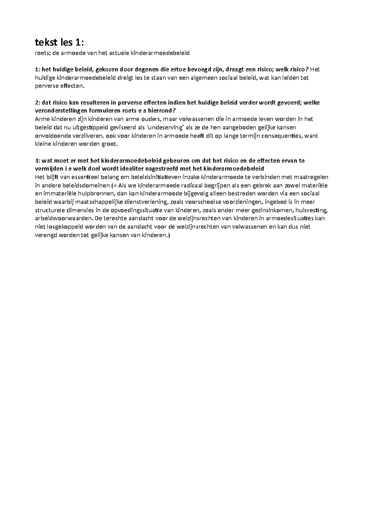 verwerkte teksten voor examen - tekst les 1: roets; de armoede van het ...