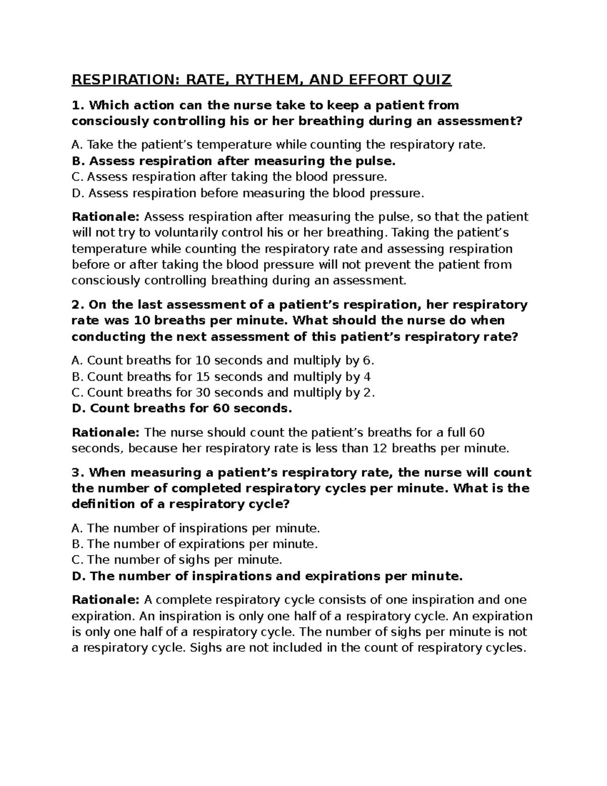 Respiration Quiz: Assessing Rate, Rhythm, & Effort - Important Concepts ...
