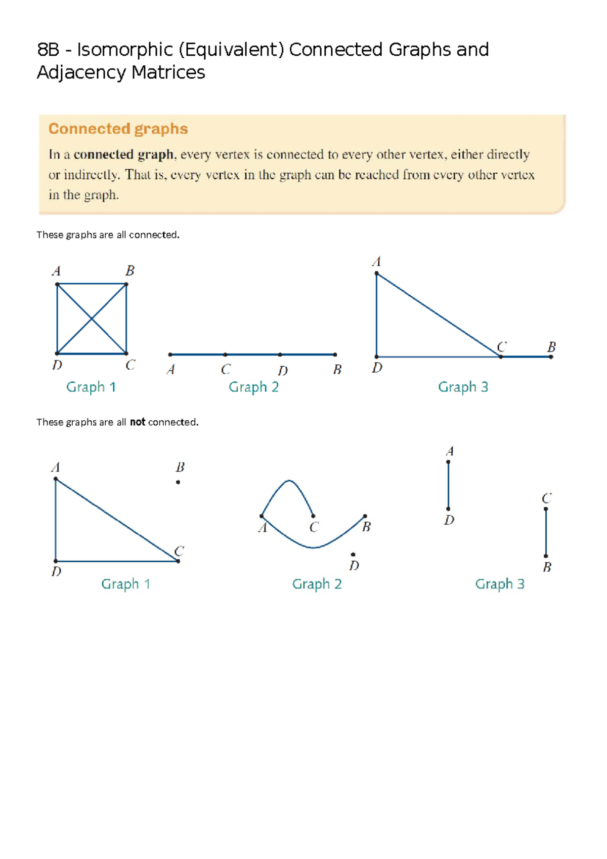 8B - Isomorphic Connected Graphs & Adjacency Matrices Explained - Studocu