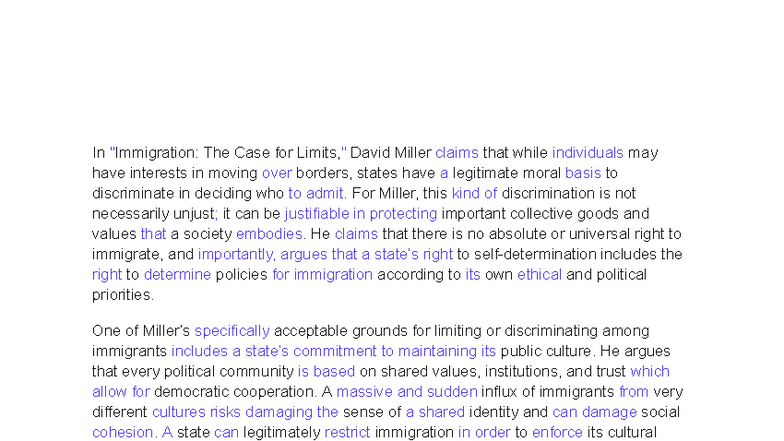 The Case for David Miller: Immigration Ethics and Cultural Coherence ...