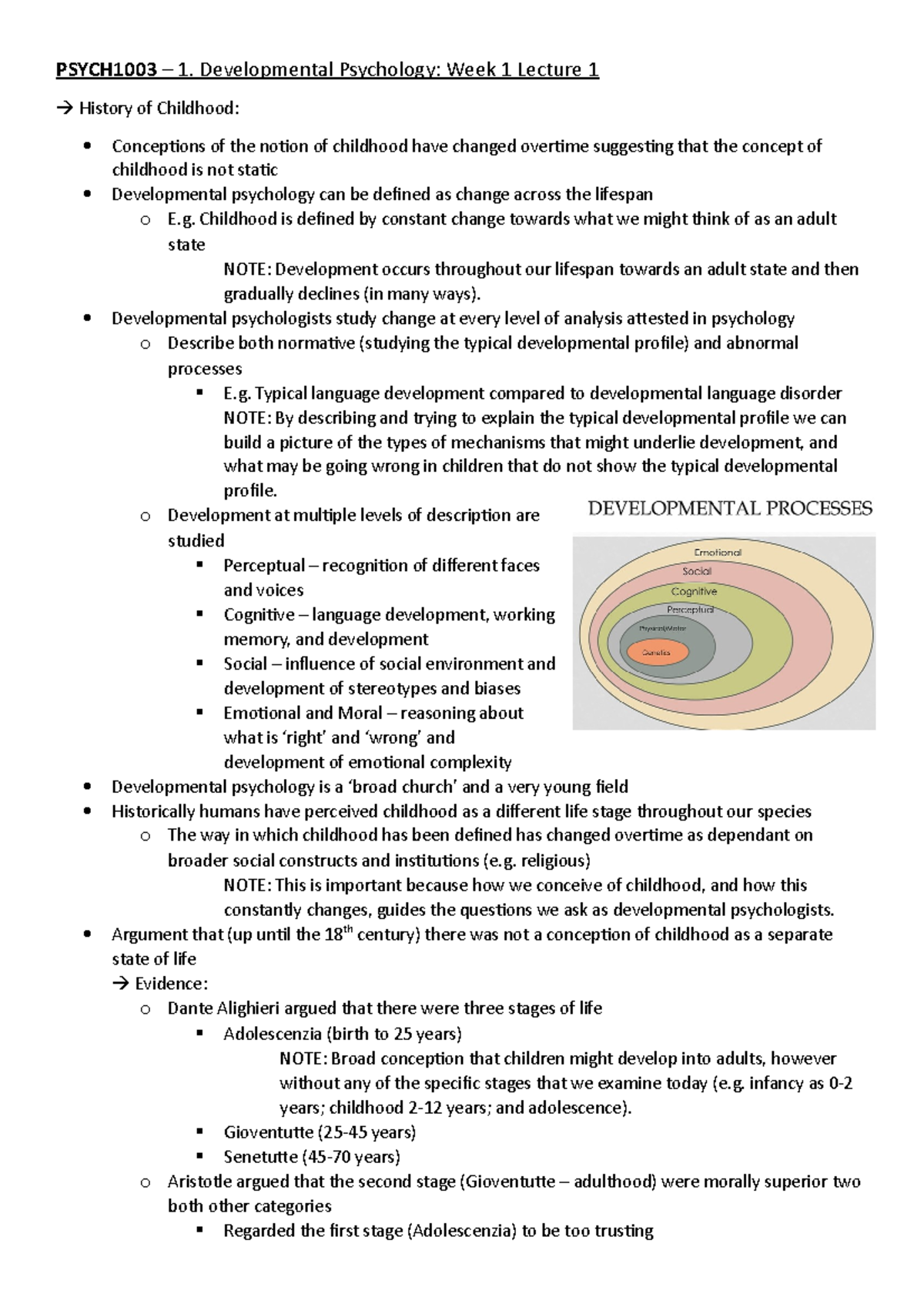 PSYC1003 - 1. Developmental Psychology - PSYCH1003 – 1. Developmental ...