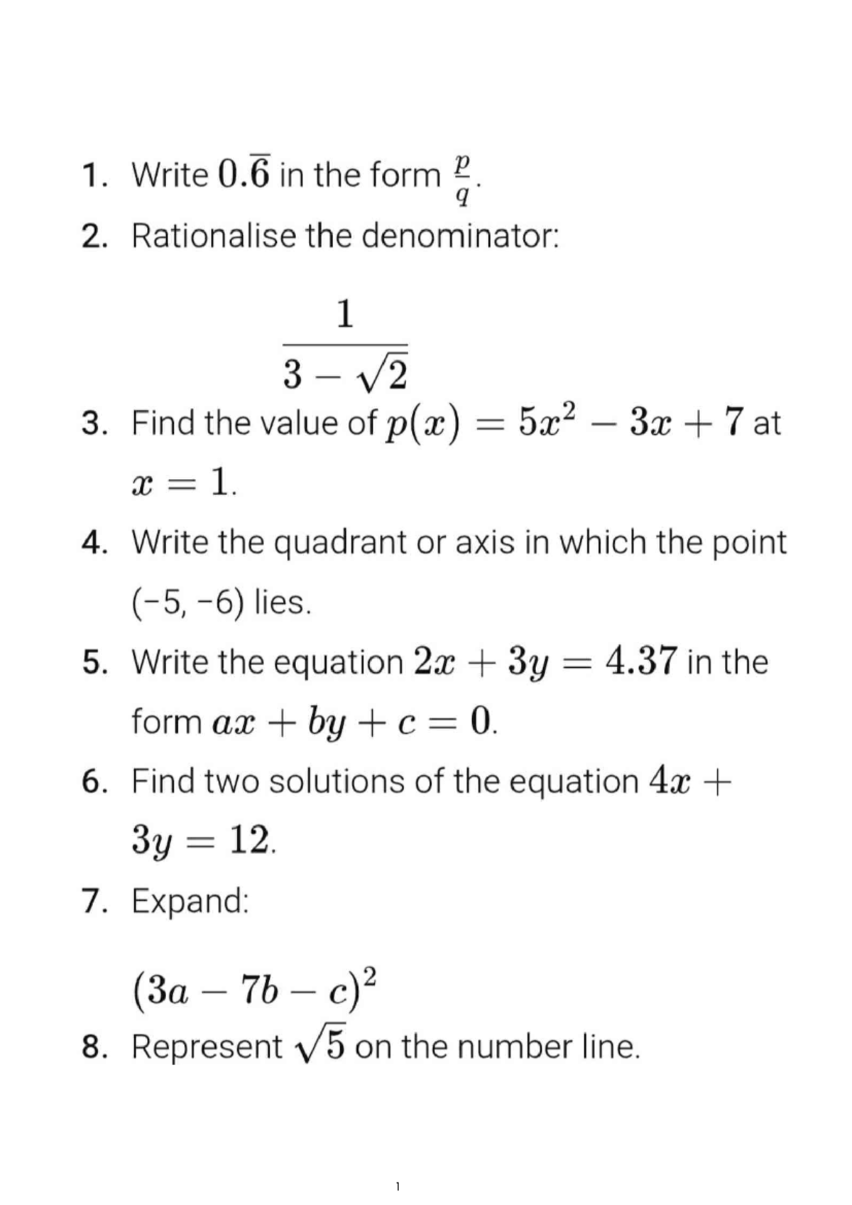 Mathematics Winter Holiday Homework: Problem Set and Solutions - Studocu