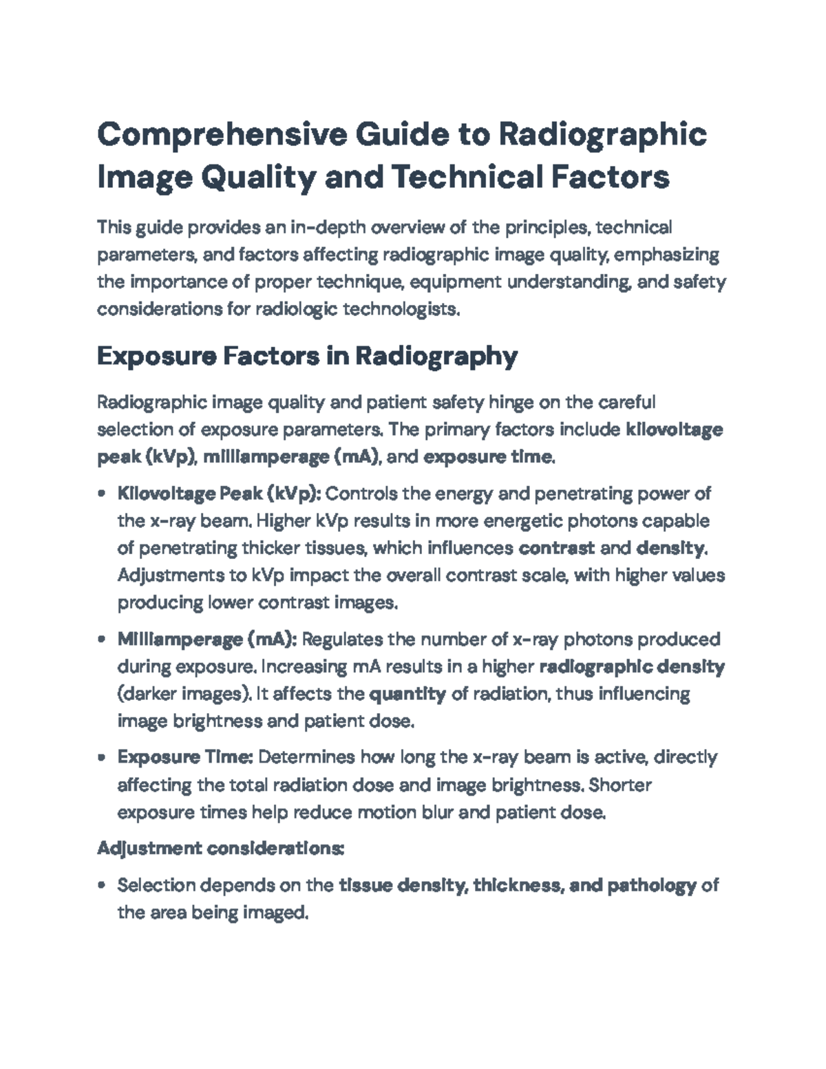 Comprehensive Guide to Radiographic Image Quality & Techniques (RAD 101 ...