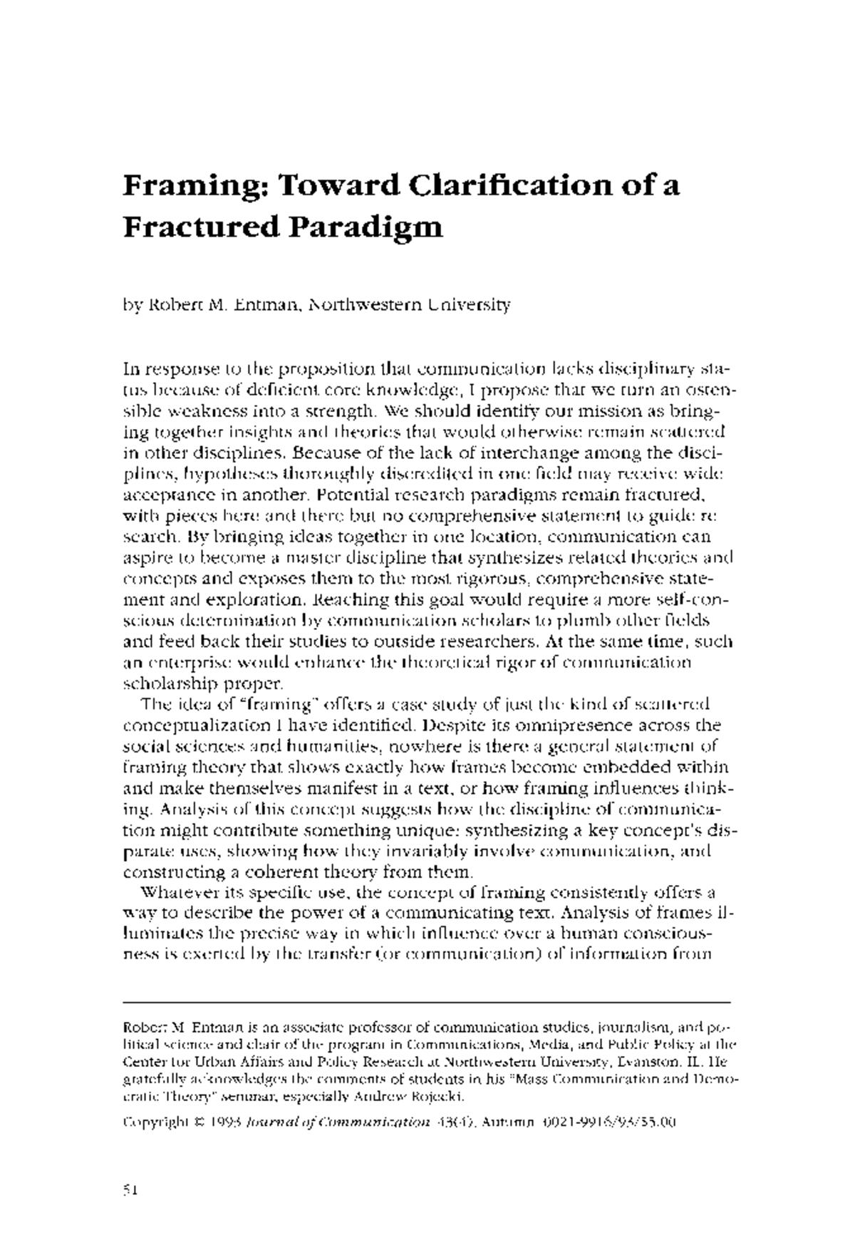 Framing Theory in Communication: Insights from Entman's 1993 Study ...