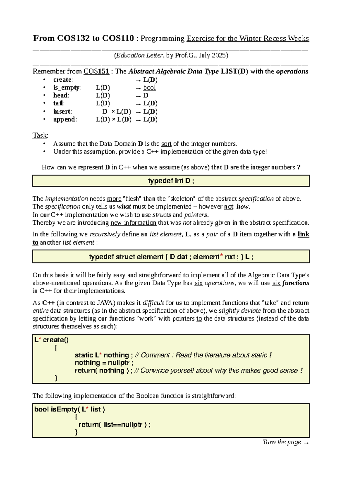 Winter Holiday Notes: Transitioning from COS132 to COS110 - Studocu