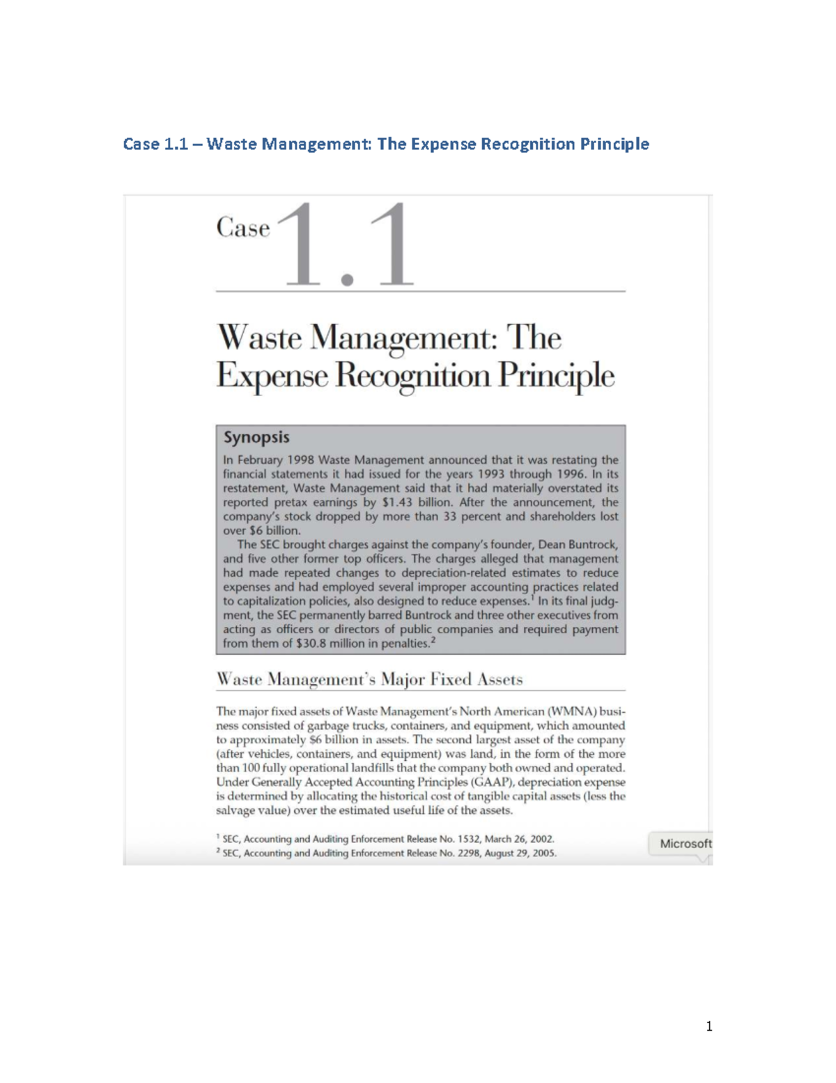 Case Study: Waste Management & Expense Recognition Principle - ICS ...