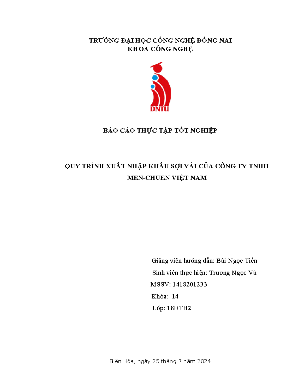 BC-Th c T p-Tr ng Ng c V - sdsdasa - TRƯỜNG ĐẠI HỌC CÔNG NGHỆ ĐỒNG NAI ...
