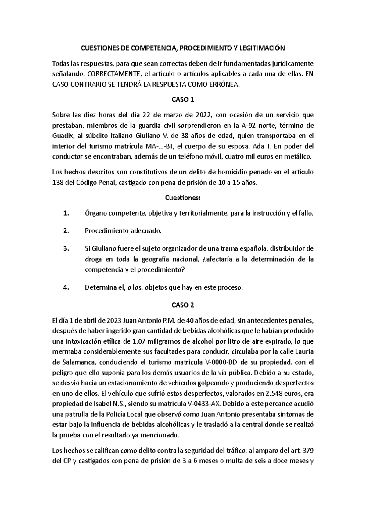 Cuestiones de Competencia y Procedimiento en Casos Penales - Studocu