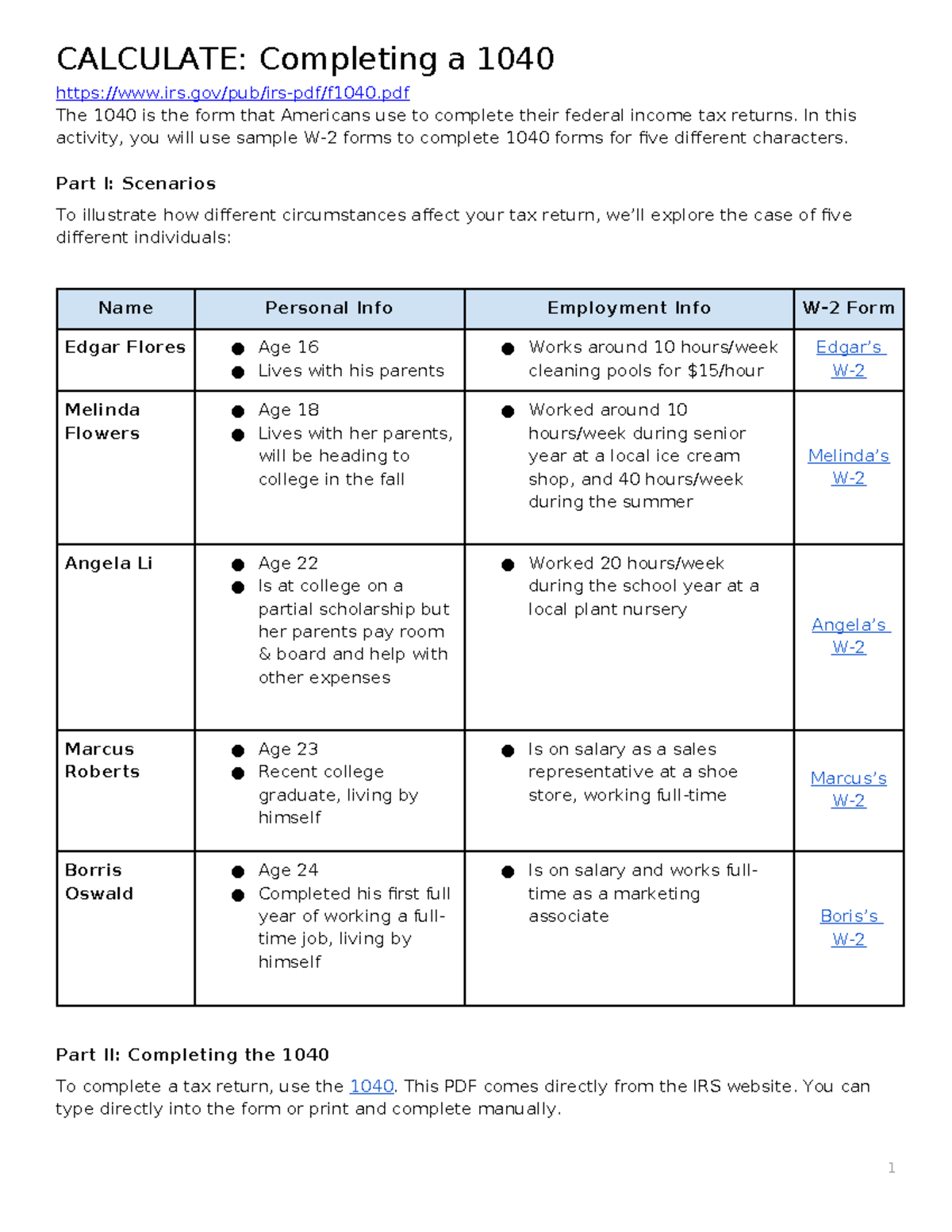 PFL++Earning-Completing-a-1040-Activity-Guide-IRS-Form - Studocu