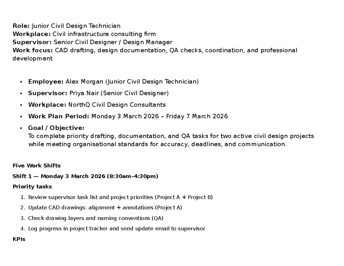 Project Management Skills for Junior Civil Design Technician (CIV 101 ...