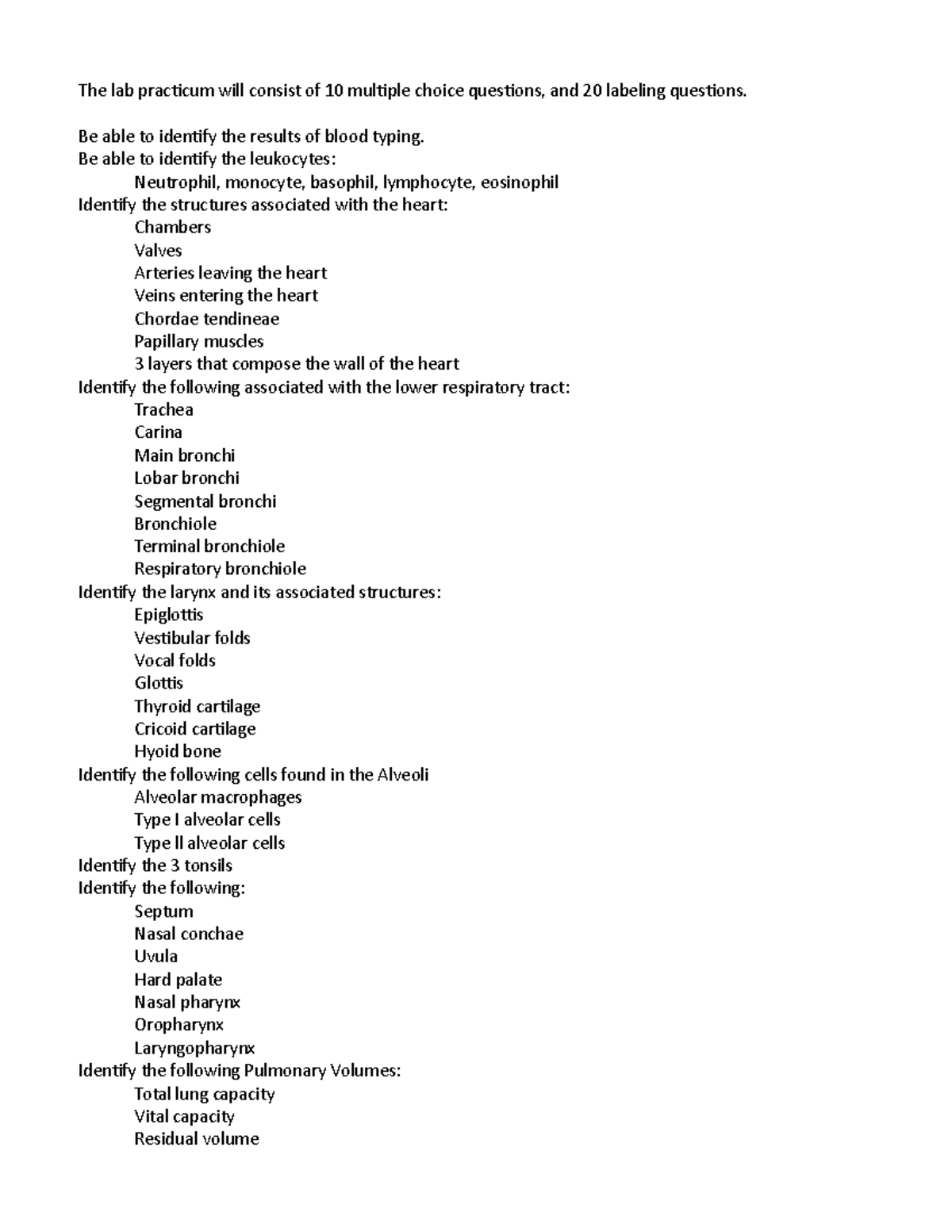 Lab Practicum 255 Review: Key Concepts & Identifications - Studocu