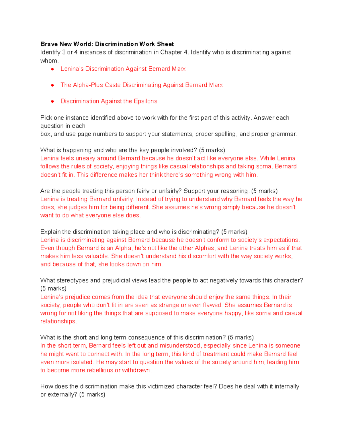 BNW Discrimination - quickwrite brave new world - Brave New World ...