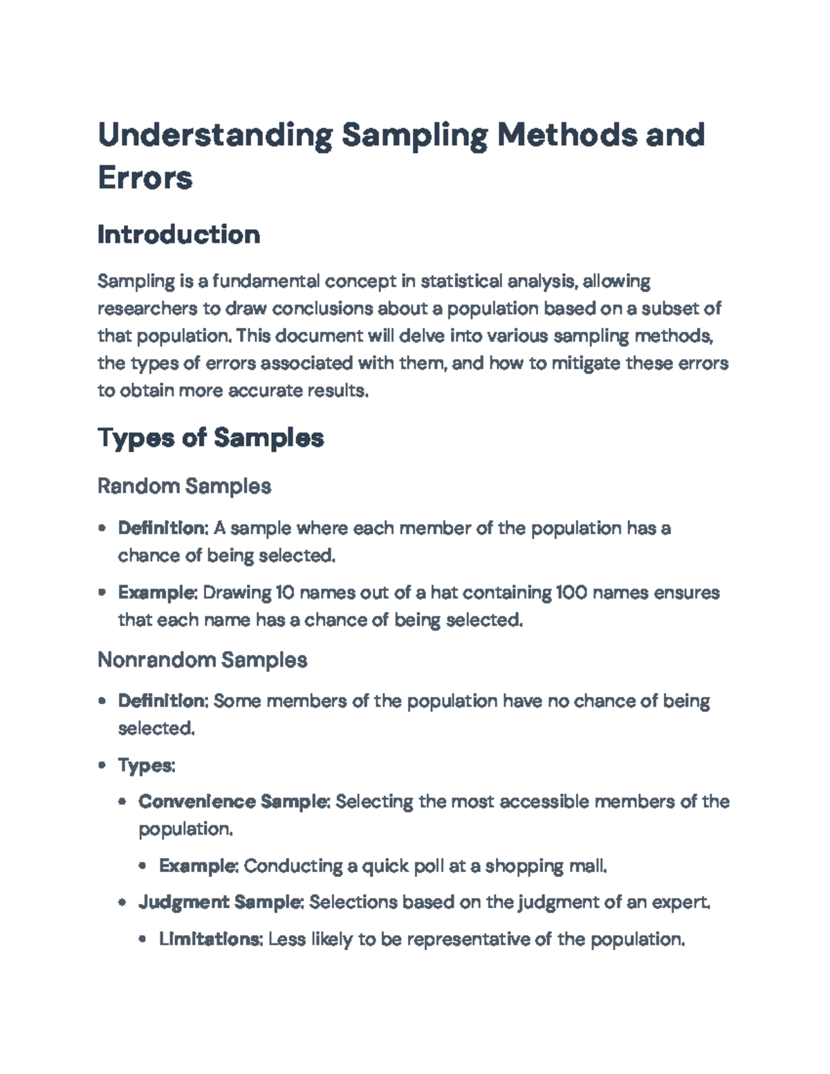 Sampling Methods and Errors: Understanding Key Concepts in Statistics ...