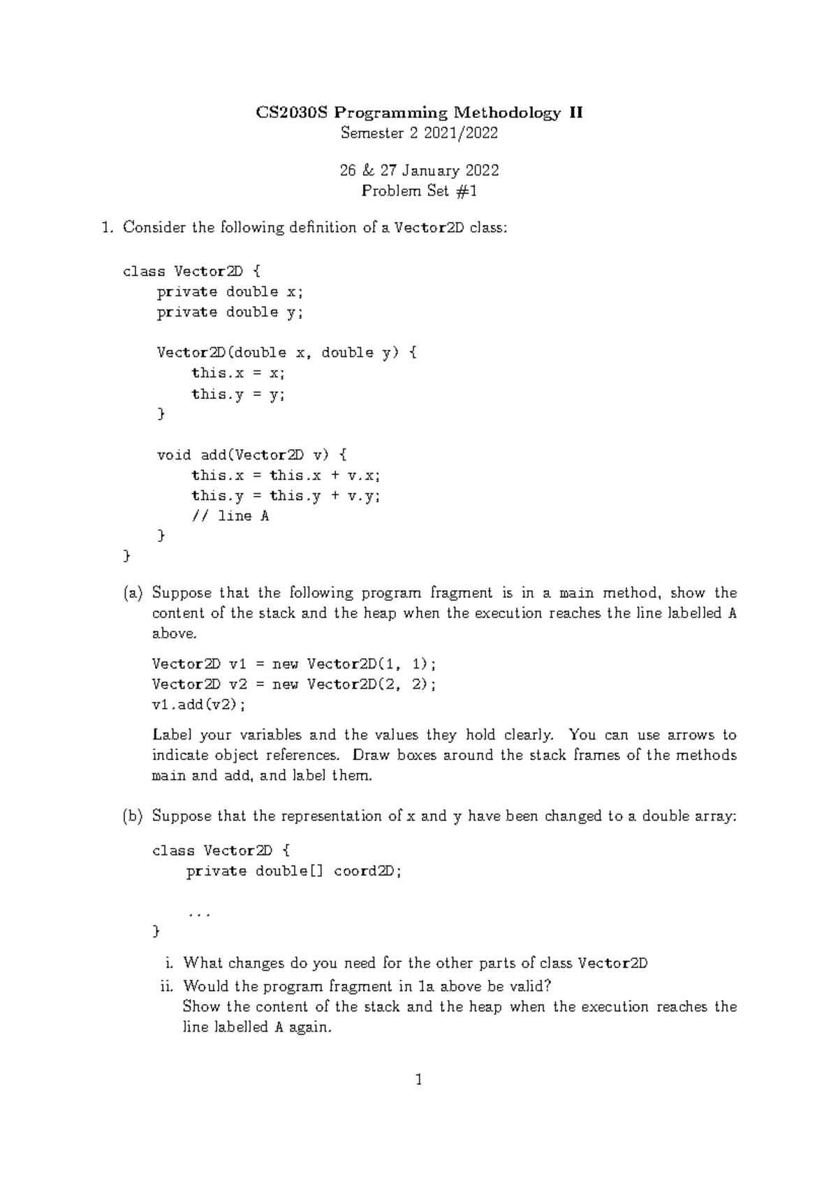 CS2030S Recitation 01: Vector2D and Circle Class Problem Set Solutions - Studocu
