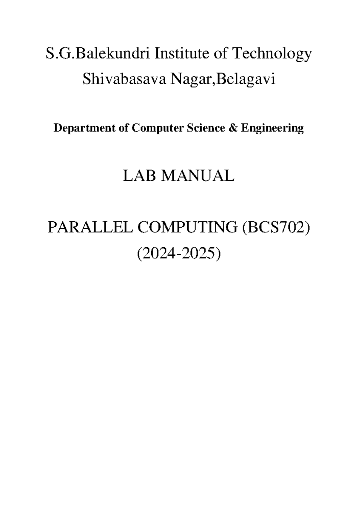 Lab Manual Parallel Computing Bcs702 Openmp And Mpi Experiments 4870