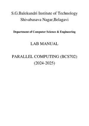 Parallel Computing - BCS702 - VTU - Studocu