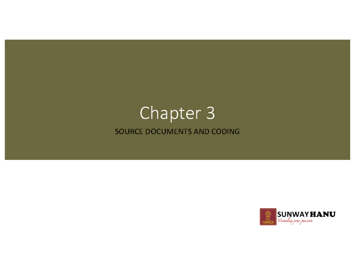 3 - Source Documents AND Coding - Chapter 3 SOURCE DOCUMENTS AND CODING ...