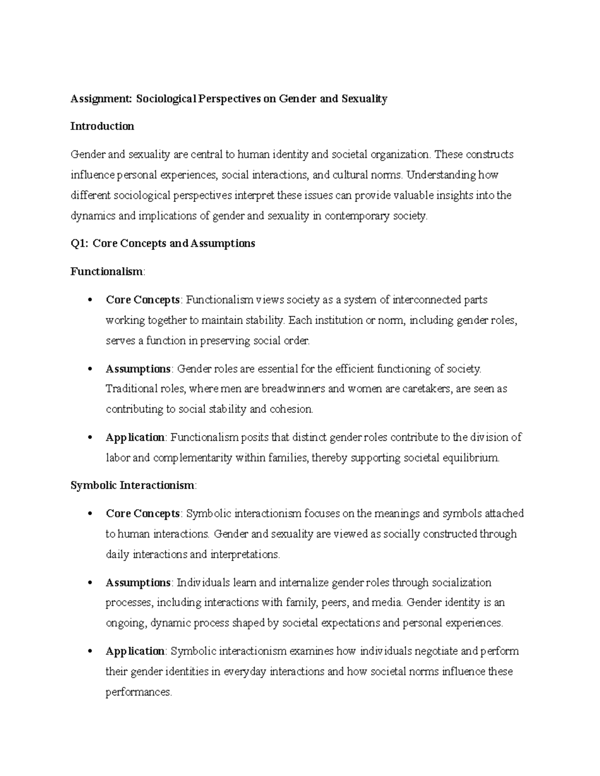 Assignment Unit 3: Sociological Perspectives on Gender & Sexuality - Studocu