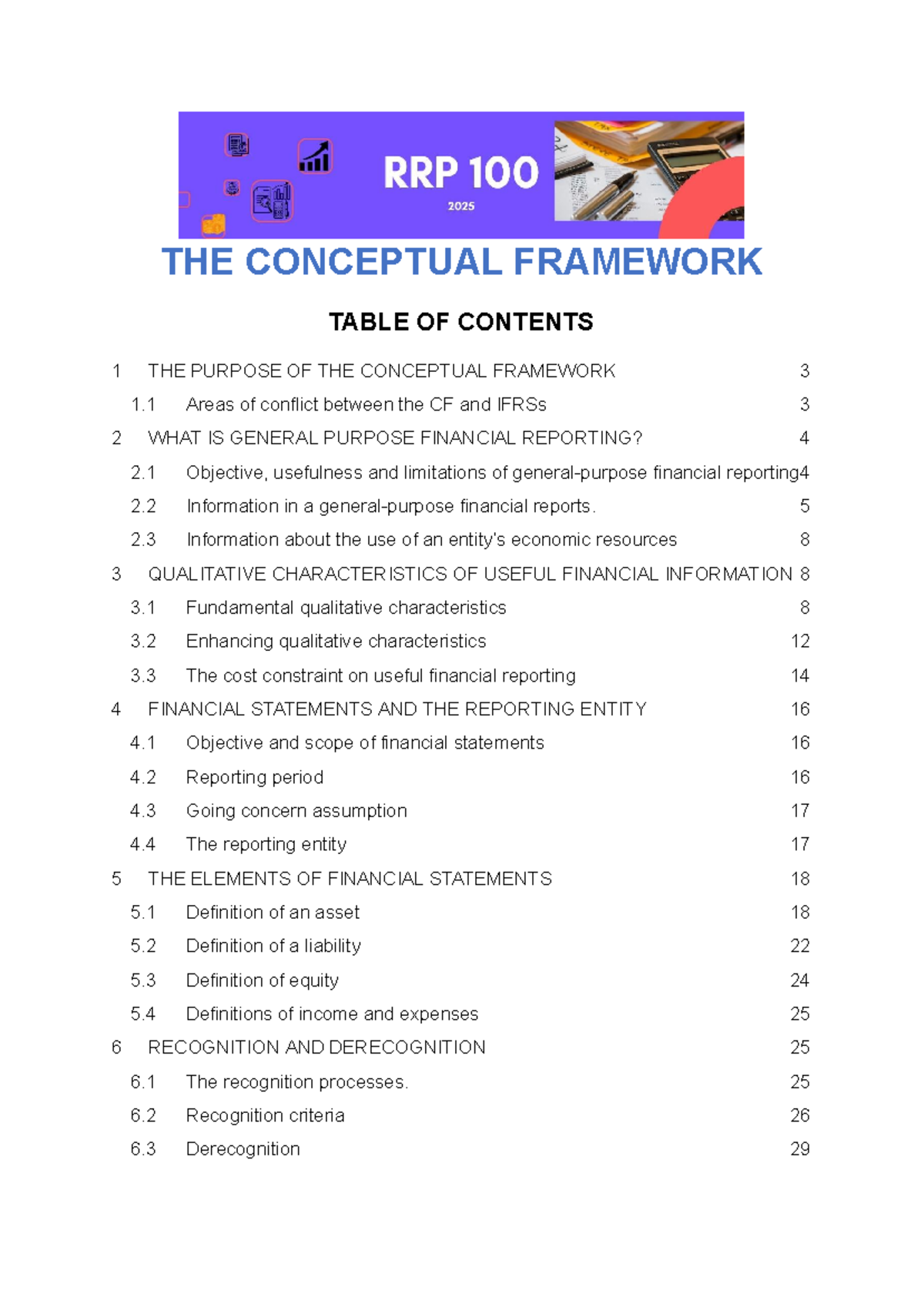 RRP 100 Class Notes: Conceptual Framework for Financial Reporting - THE ...