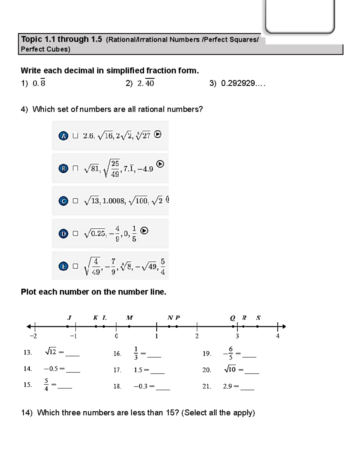 S1 Midterm Final Study Guide: Rational Numbers & Power Notation - Studocu