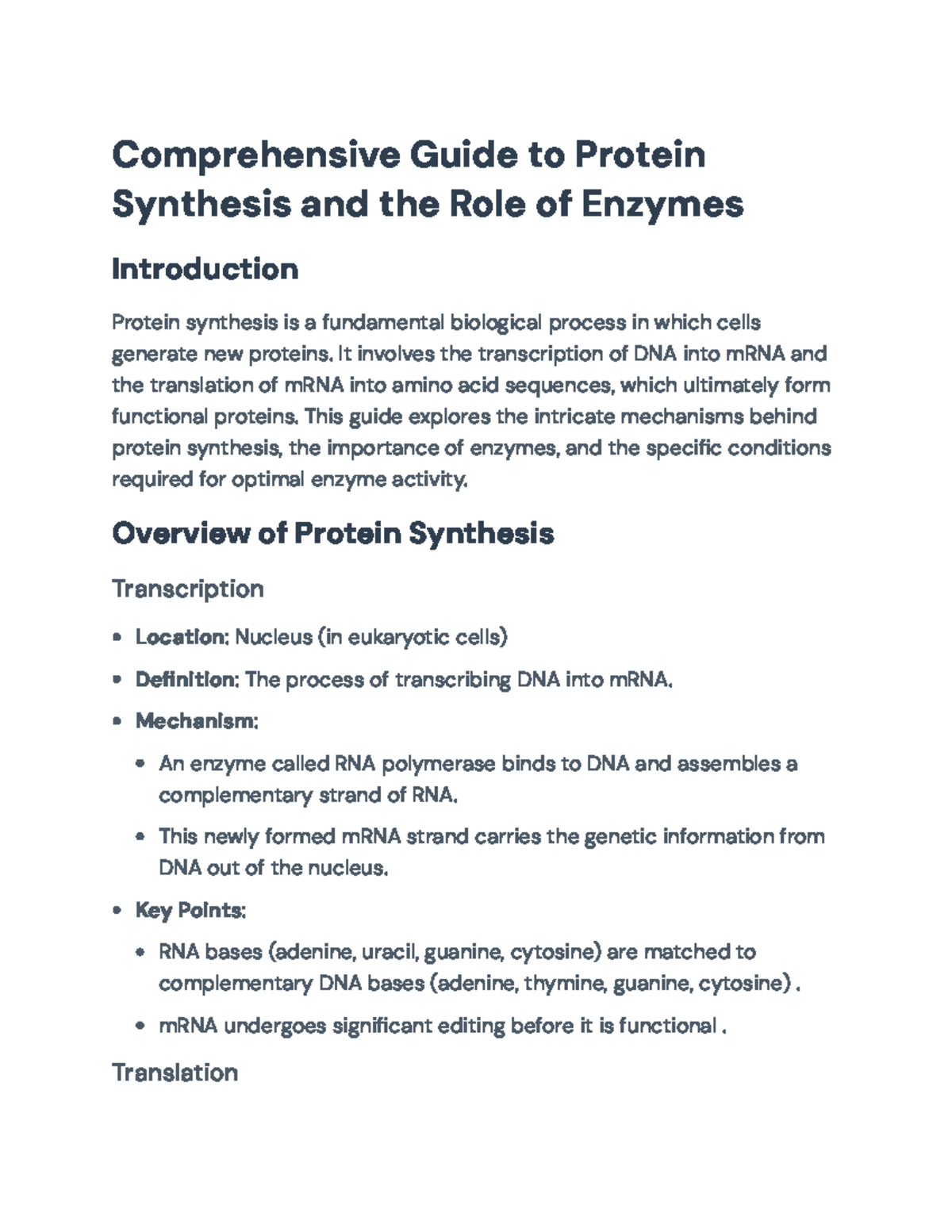 Comprehensive Guide to Protein Synthesis & Enzyme Roles - Comprehensive ...
