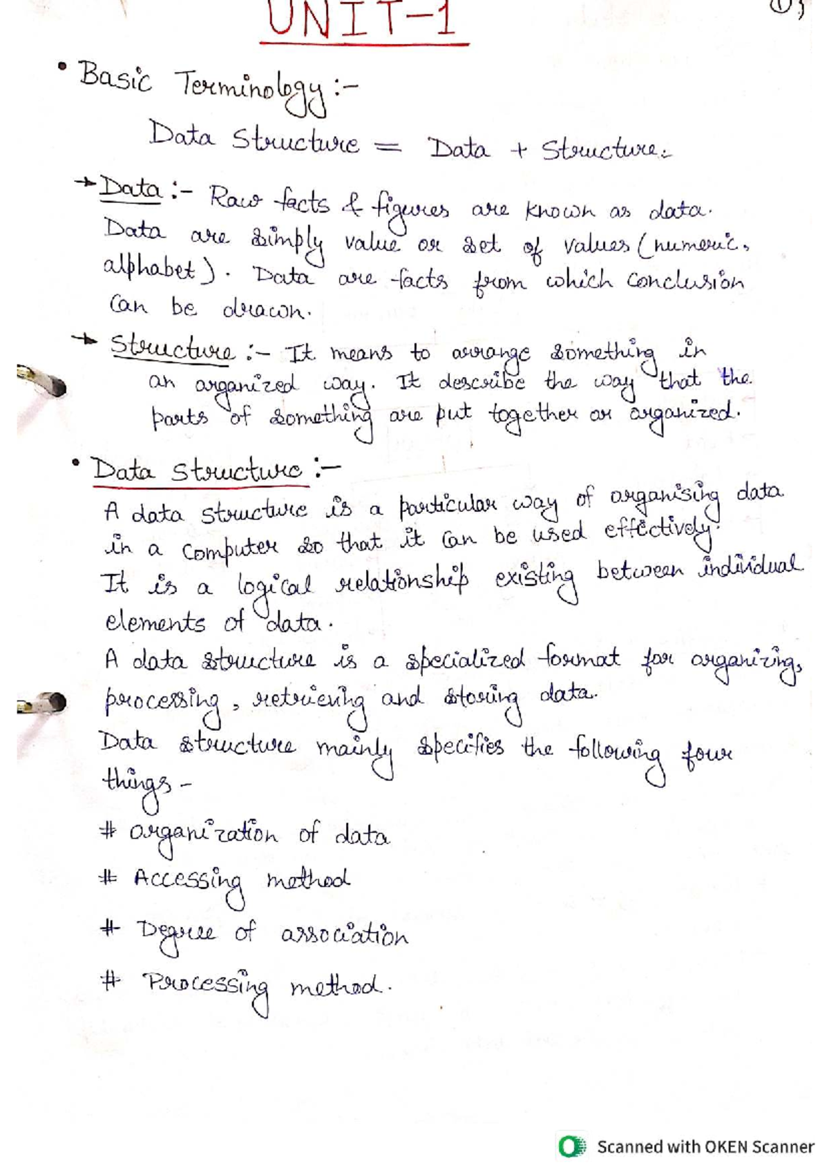 Data Structures: Comprehensive Notes for CS101 Course - Studocu